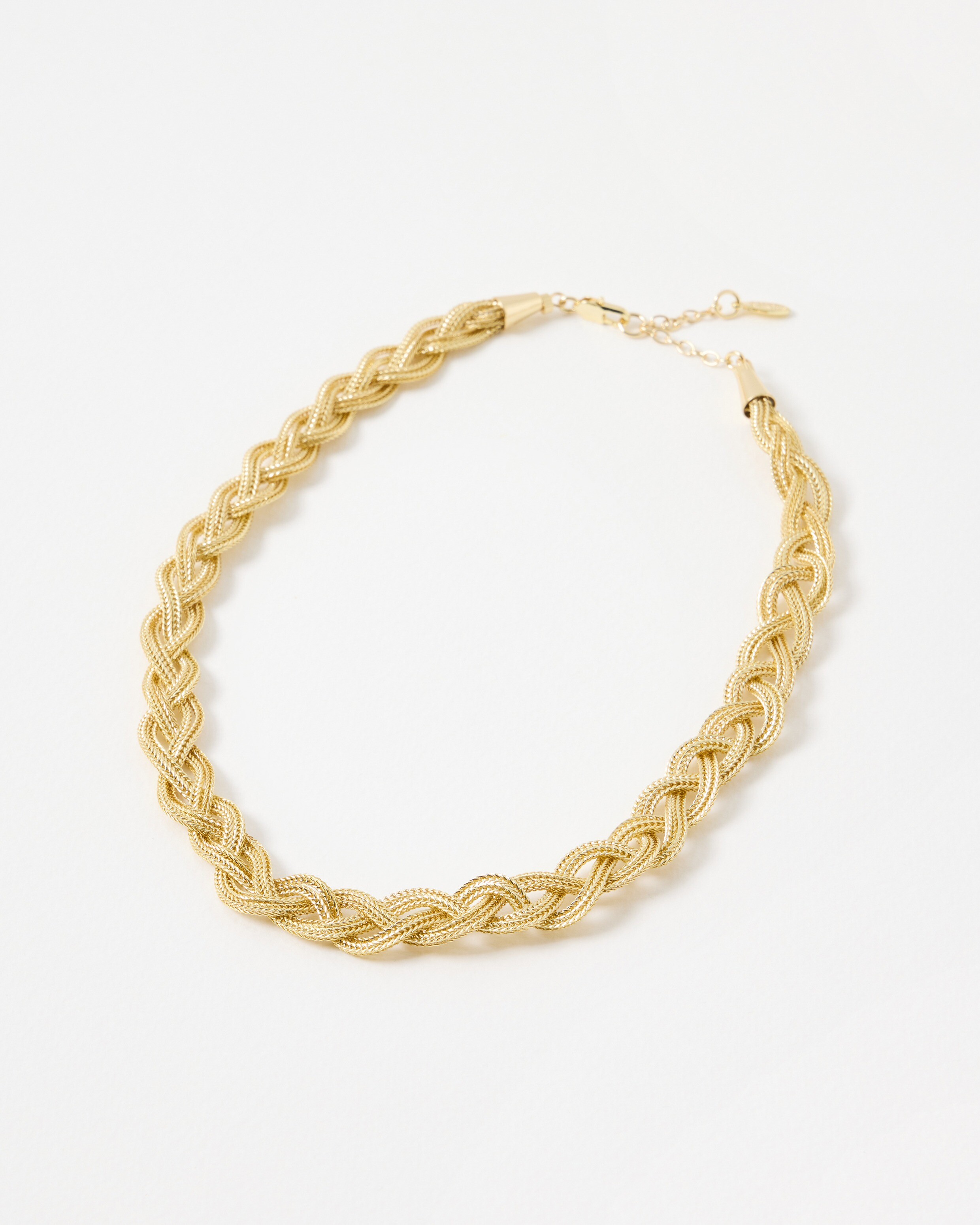 Gali Textured Gold Tone Plaited Chain Necklace | Oliver Bonas