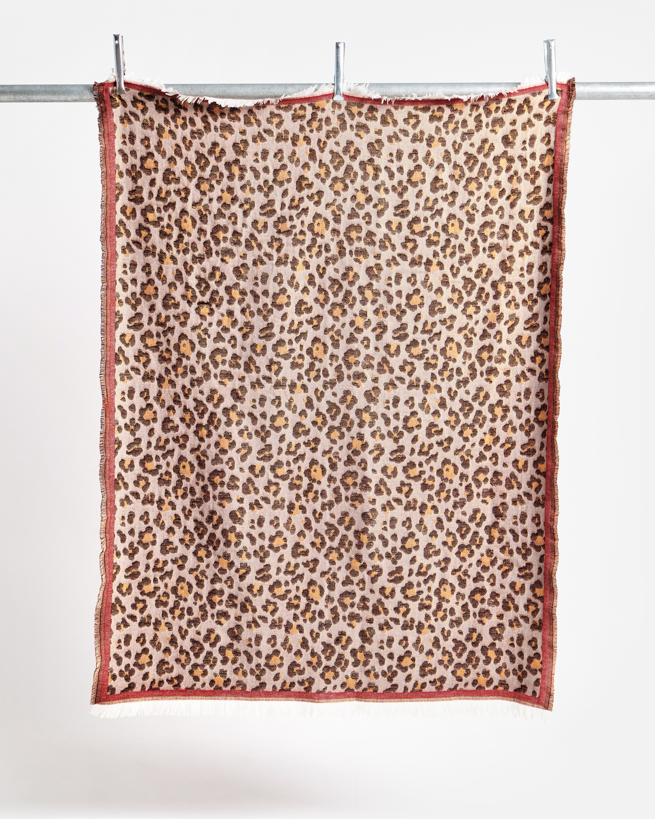 Brown & Red Leopard Print Jacquard Throw | Oliver Bonas IE