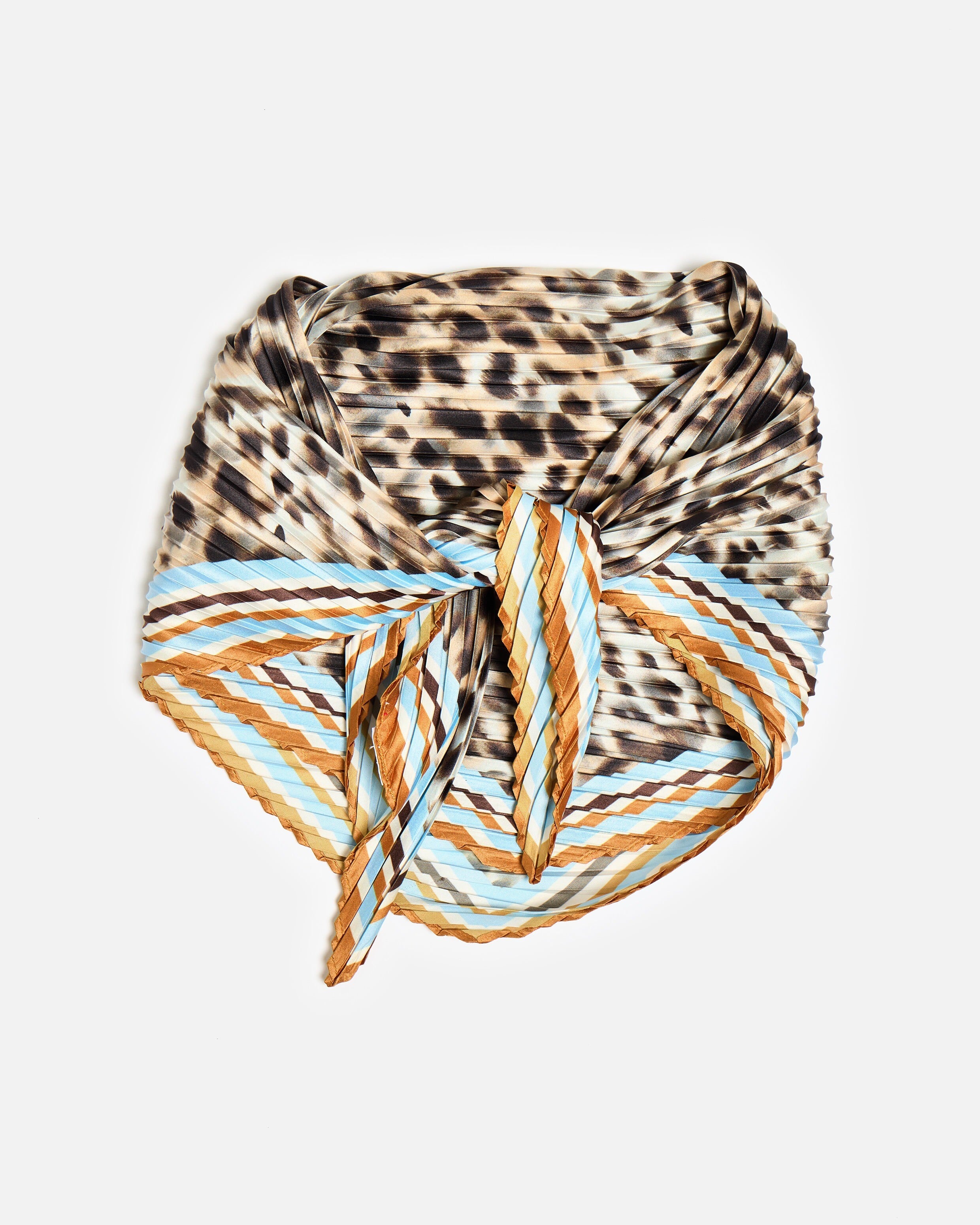 Brown Animal Print Pleated Square Scarf | Oliver Bonas