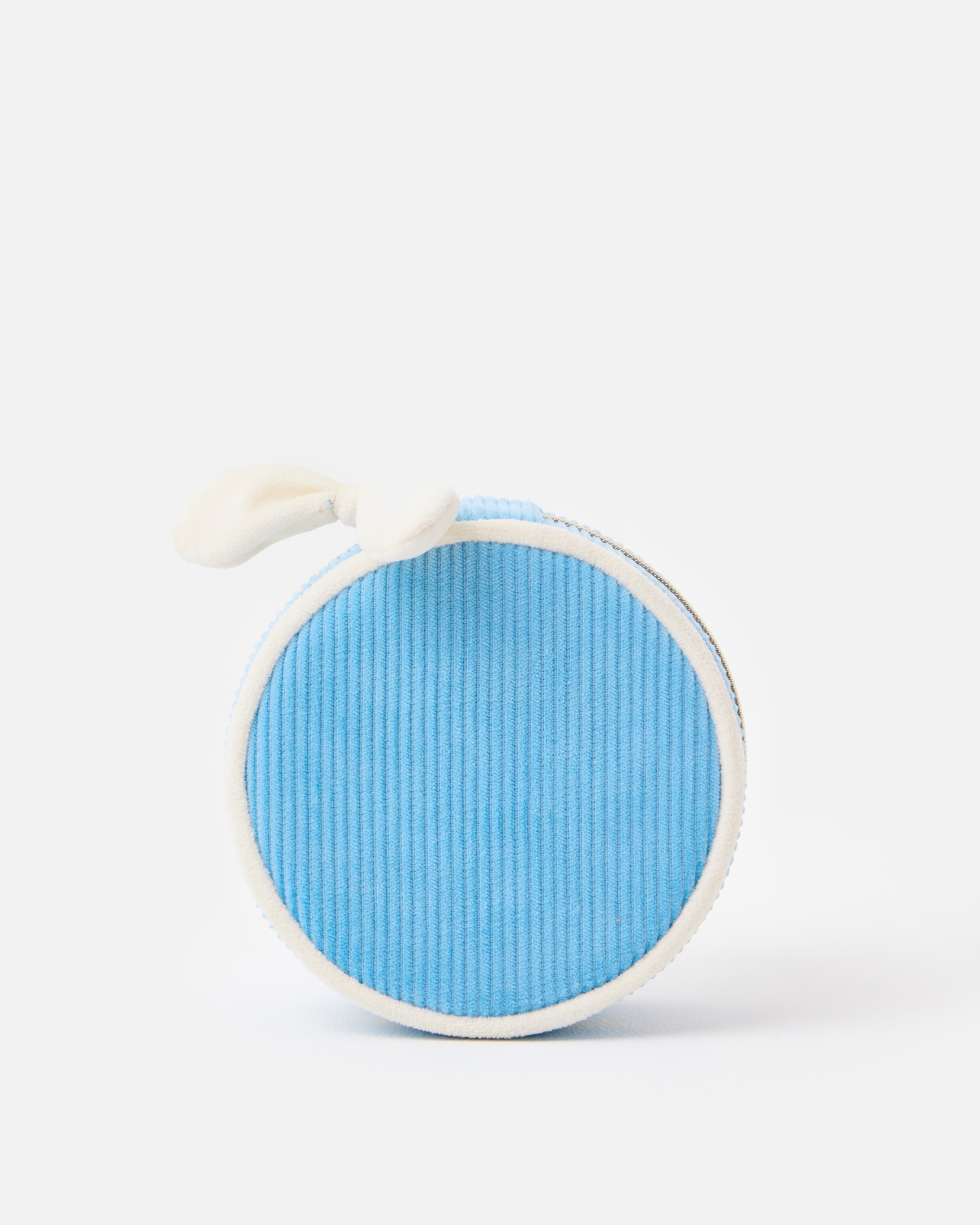Blue & White Corduroy Small Round Jewellery Box | Oliver Bonas
