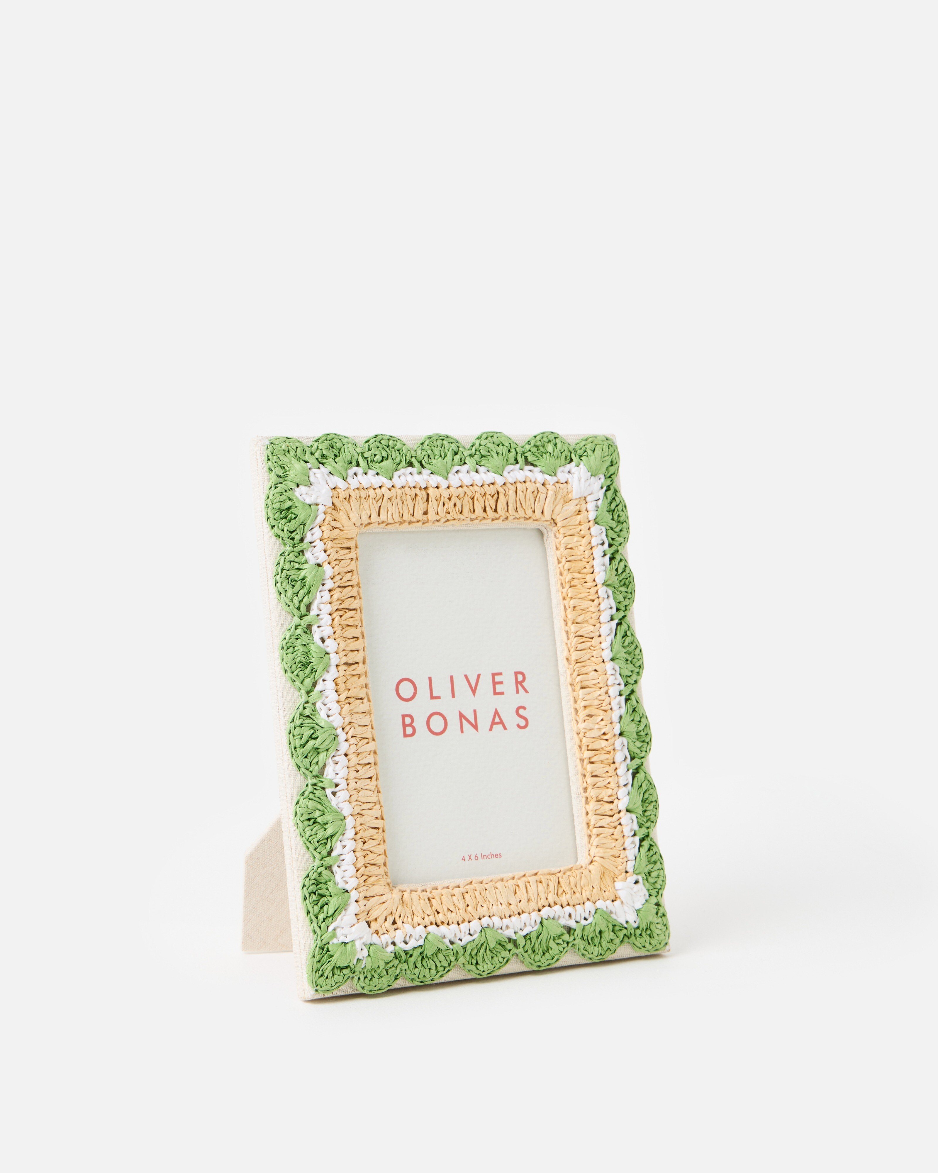 Green & Cream Raffia Photo Frame 4x6" | Oliver Bonas IE