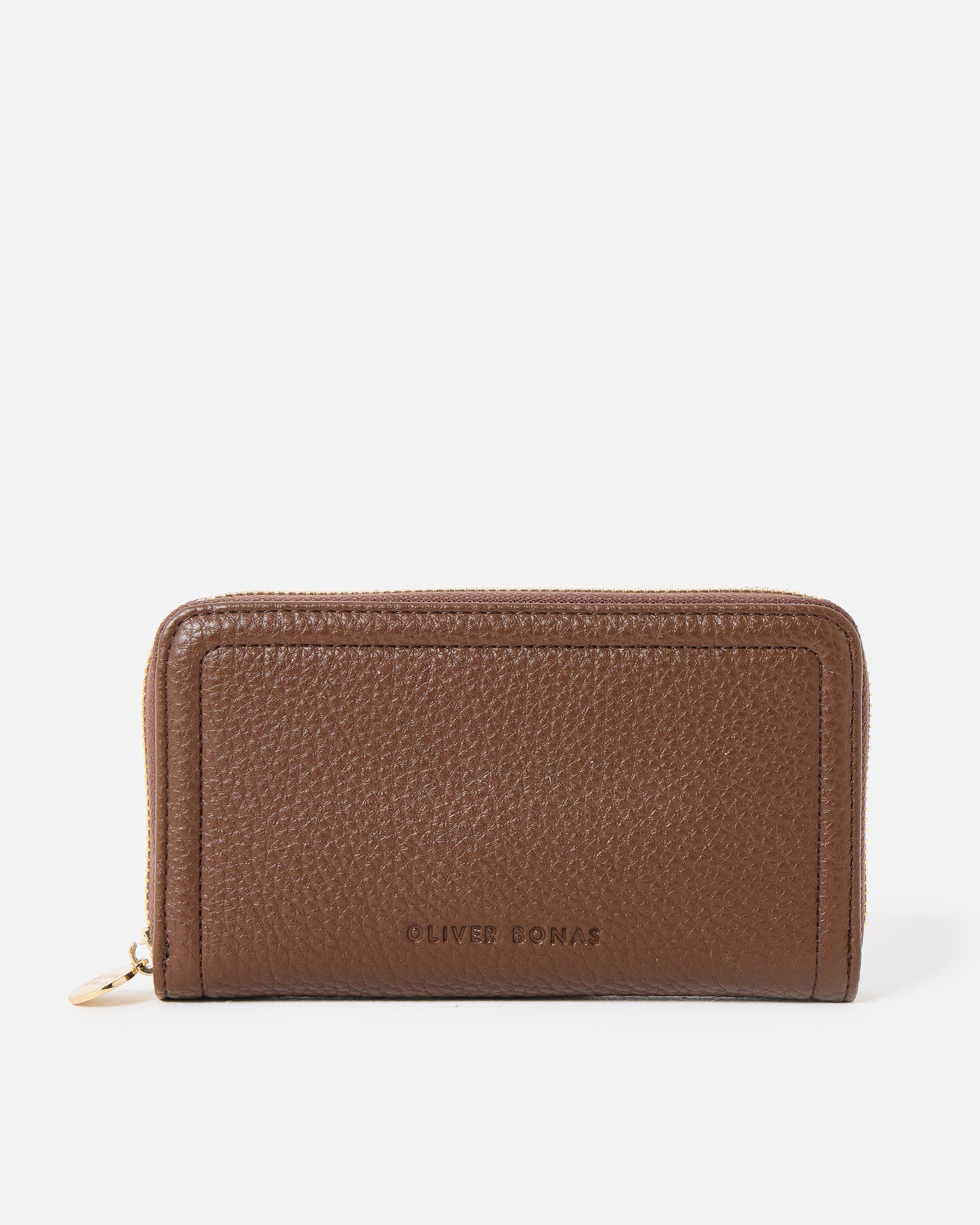 Maddie Chocolate Brown Zip Around Purse | Oliver Bonas