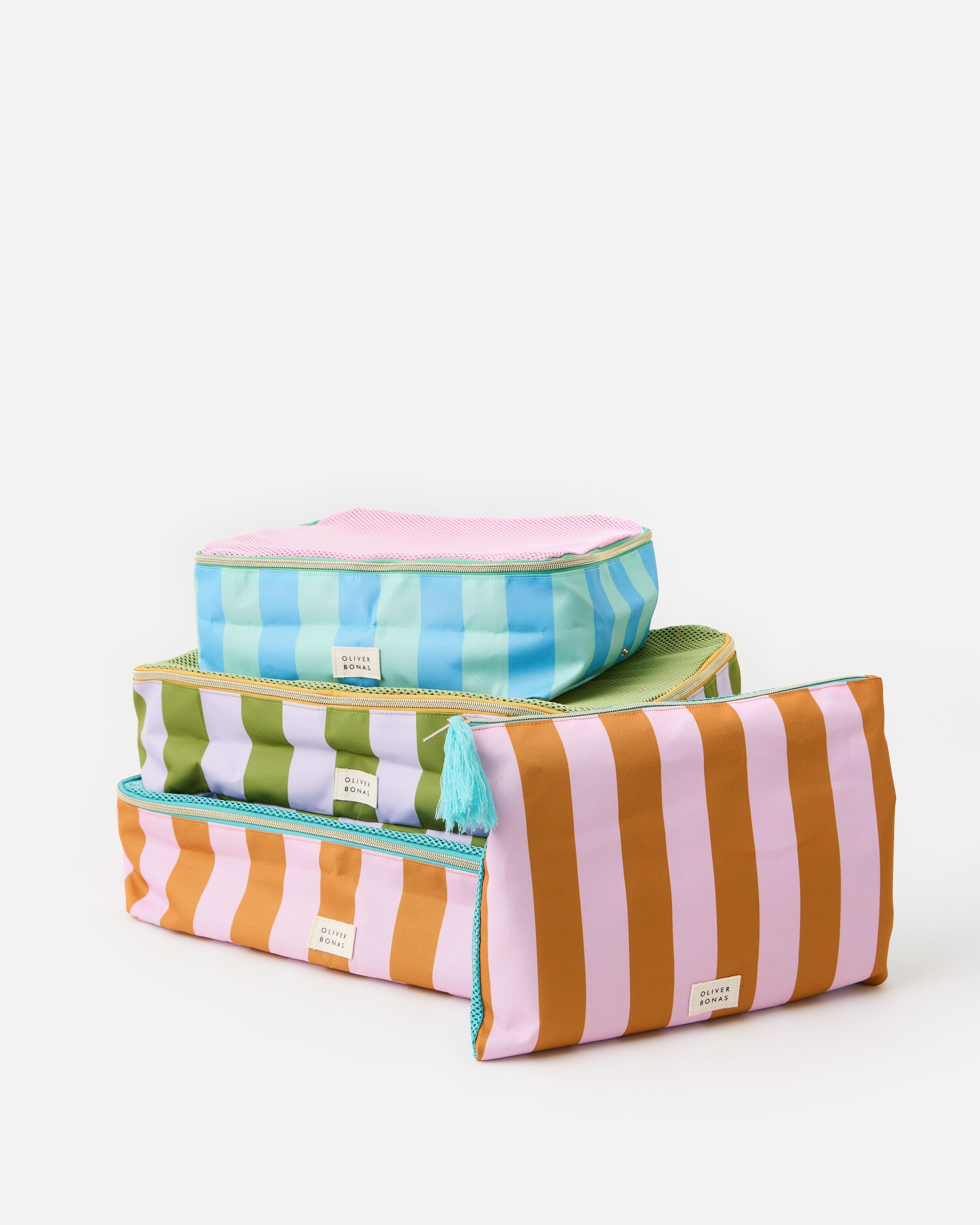 Striped Packing Cubes Set of Four | Oliver Bonas