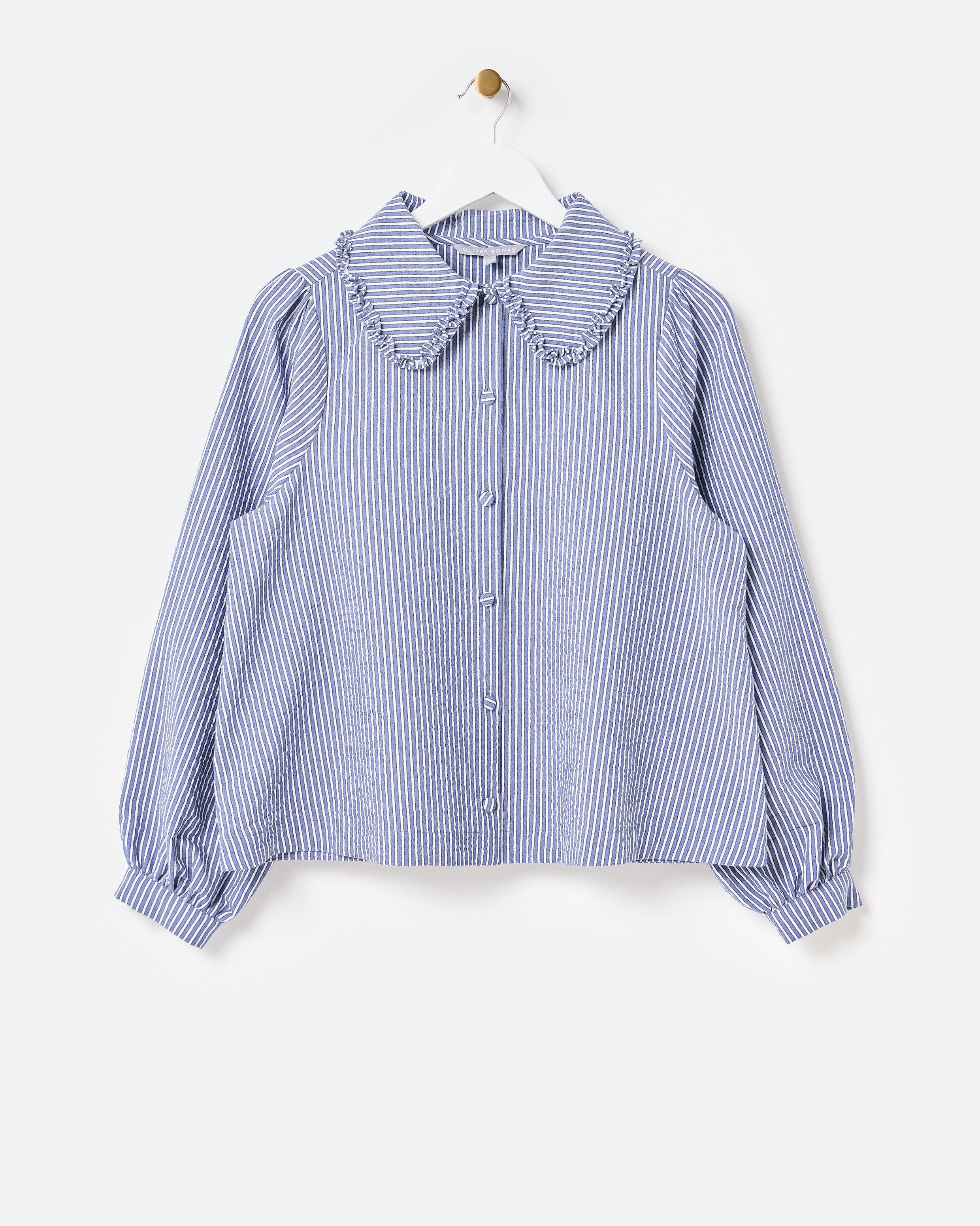 Blue & White Striped Collar Shirt | Oliver Bonas