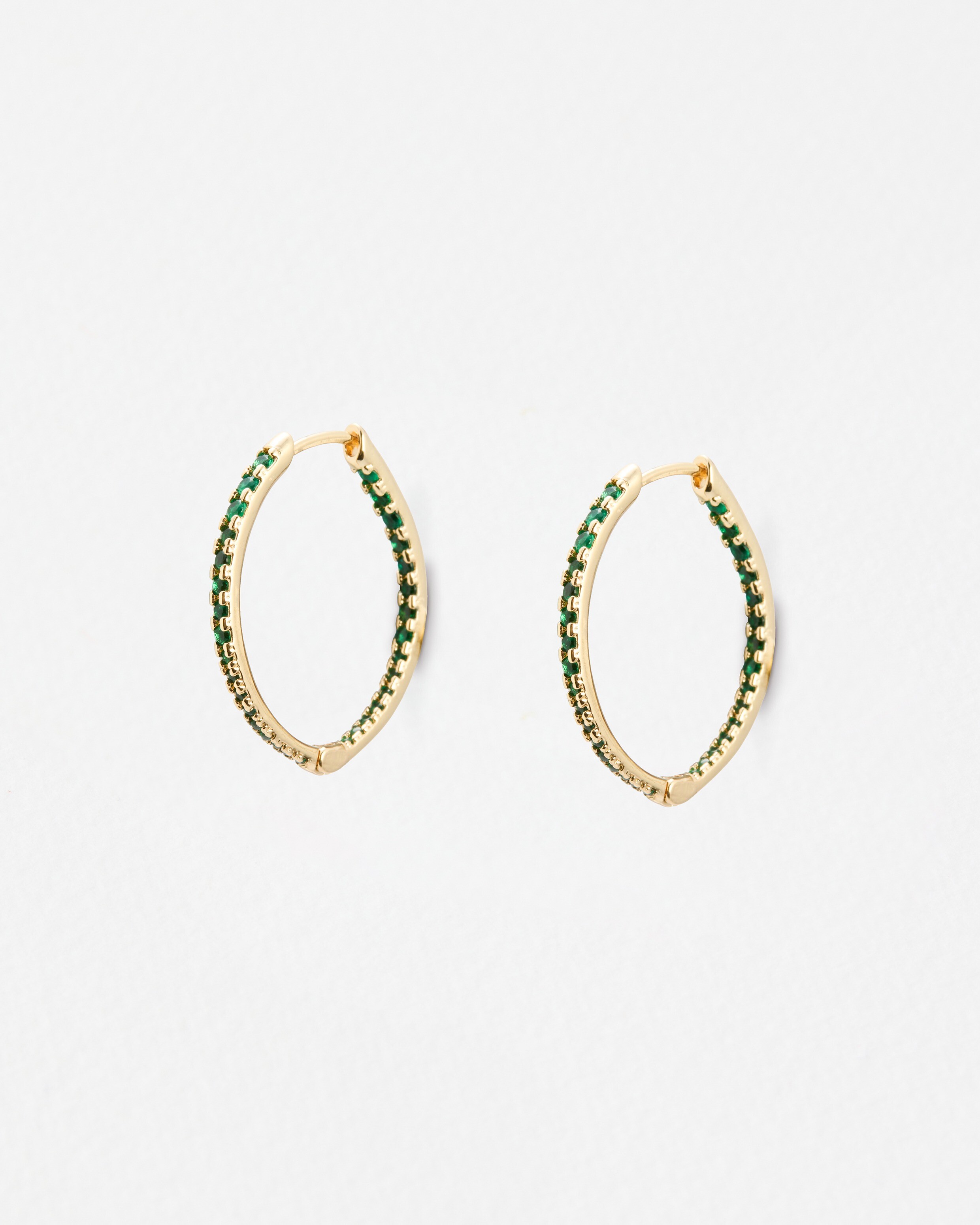 Ellery Green Stone Gold Tone Hoop Earrings | Oliver Bonas