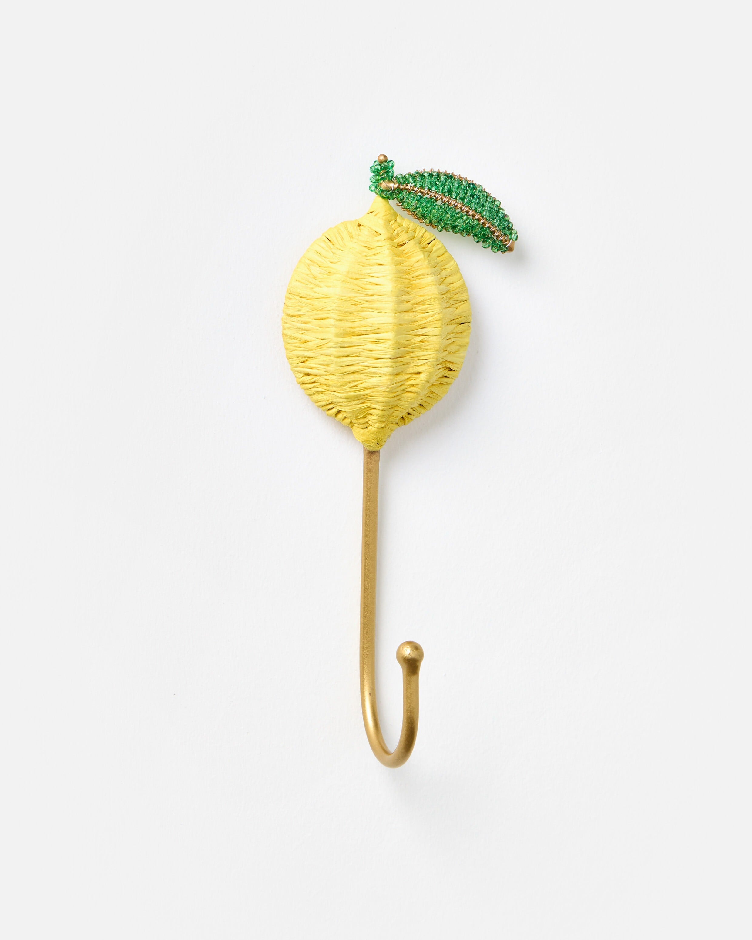 Yellow Lemon Raffia Wall Storage Hook | Oliver Bonas