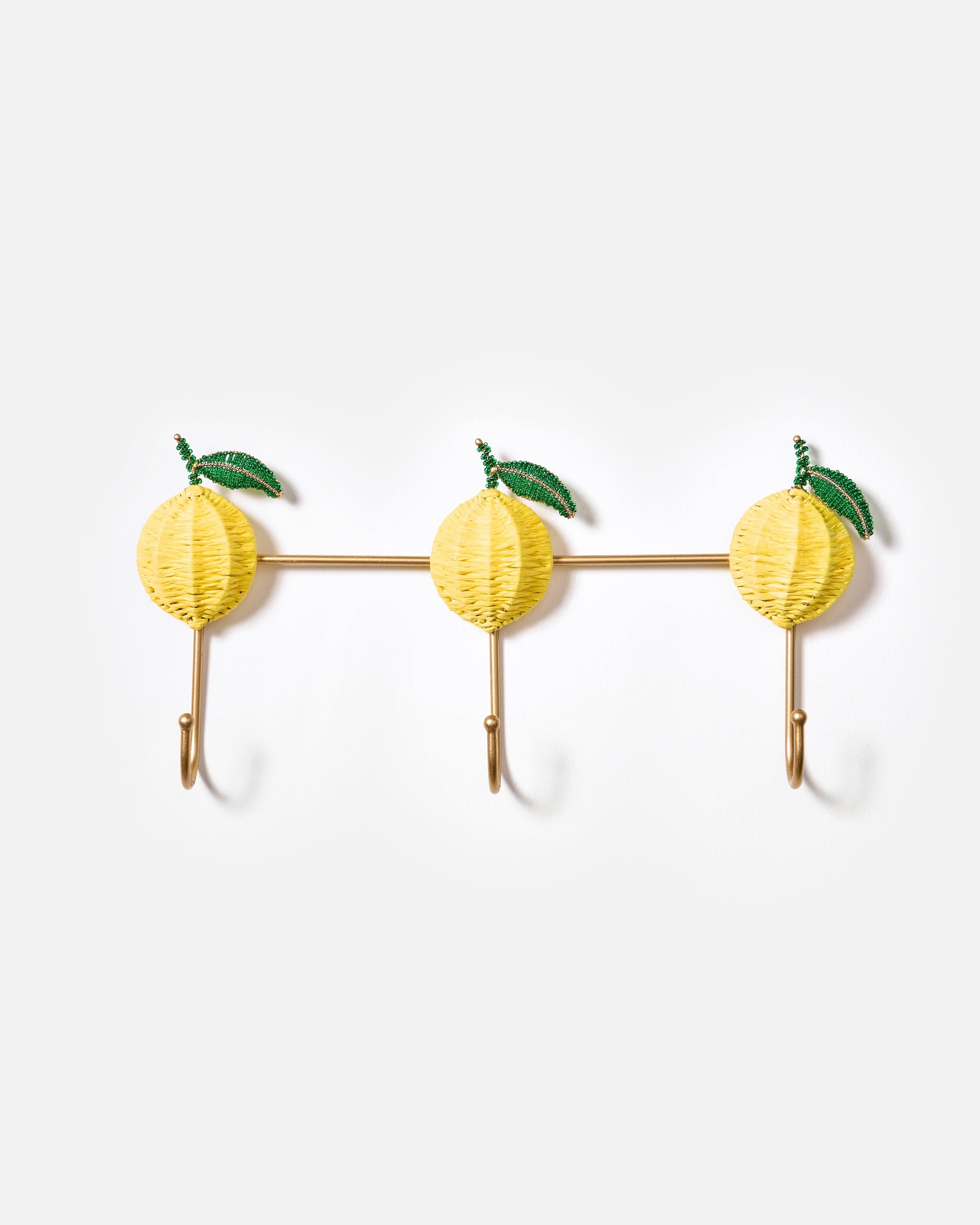 Lemon Raffia Wall Storage Hooks | Oliver Bonas