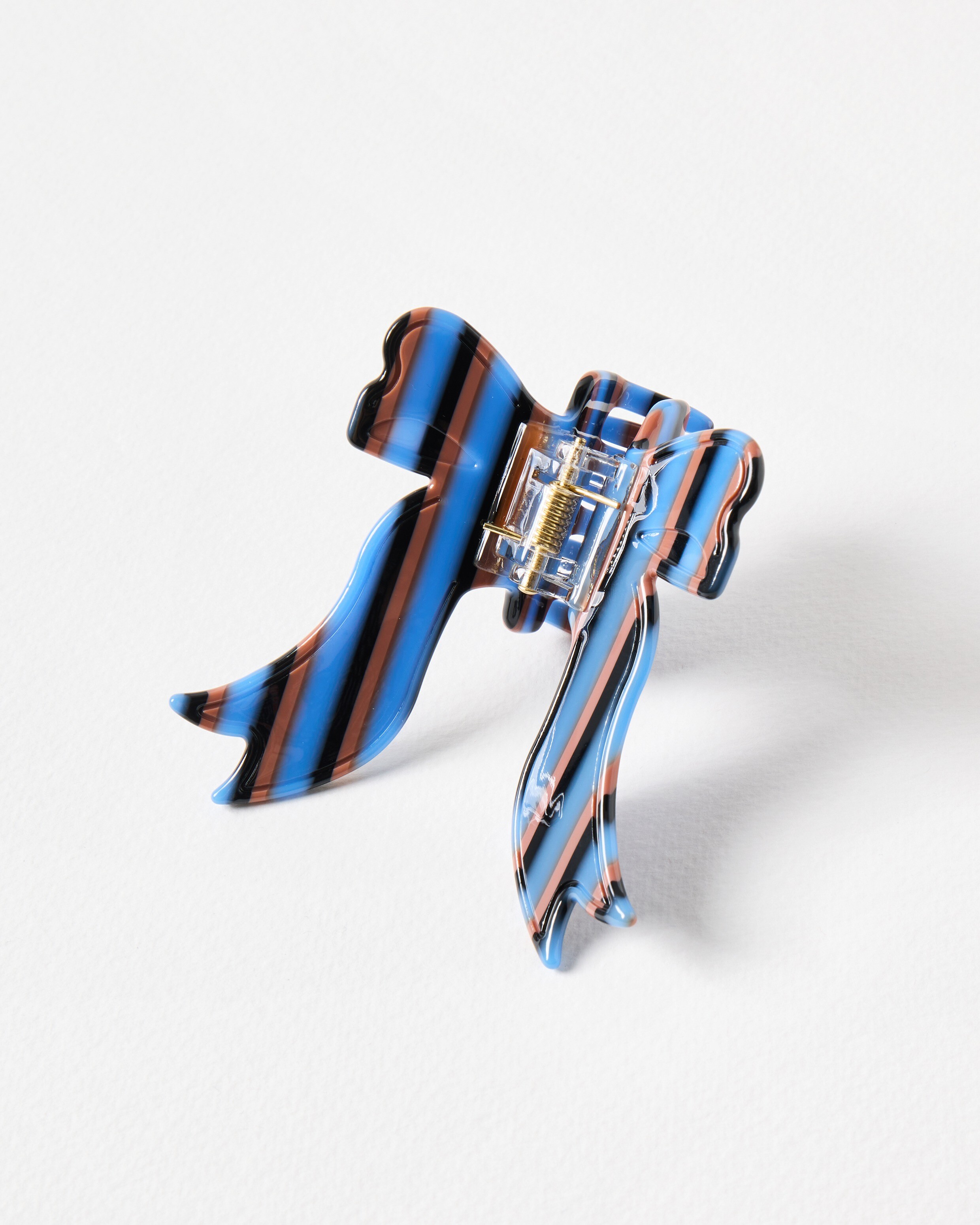 Tatiana Bow Blue Stripe Resin Hair Claw Clip | Oliver Bonas