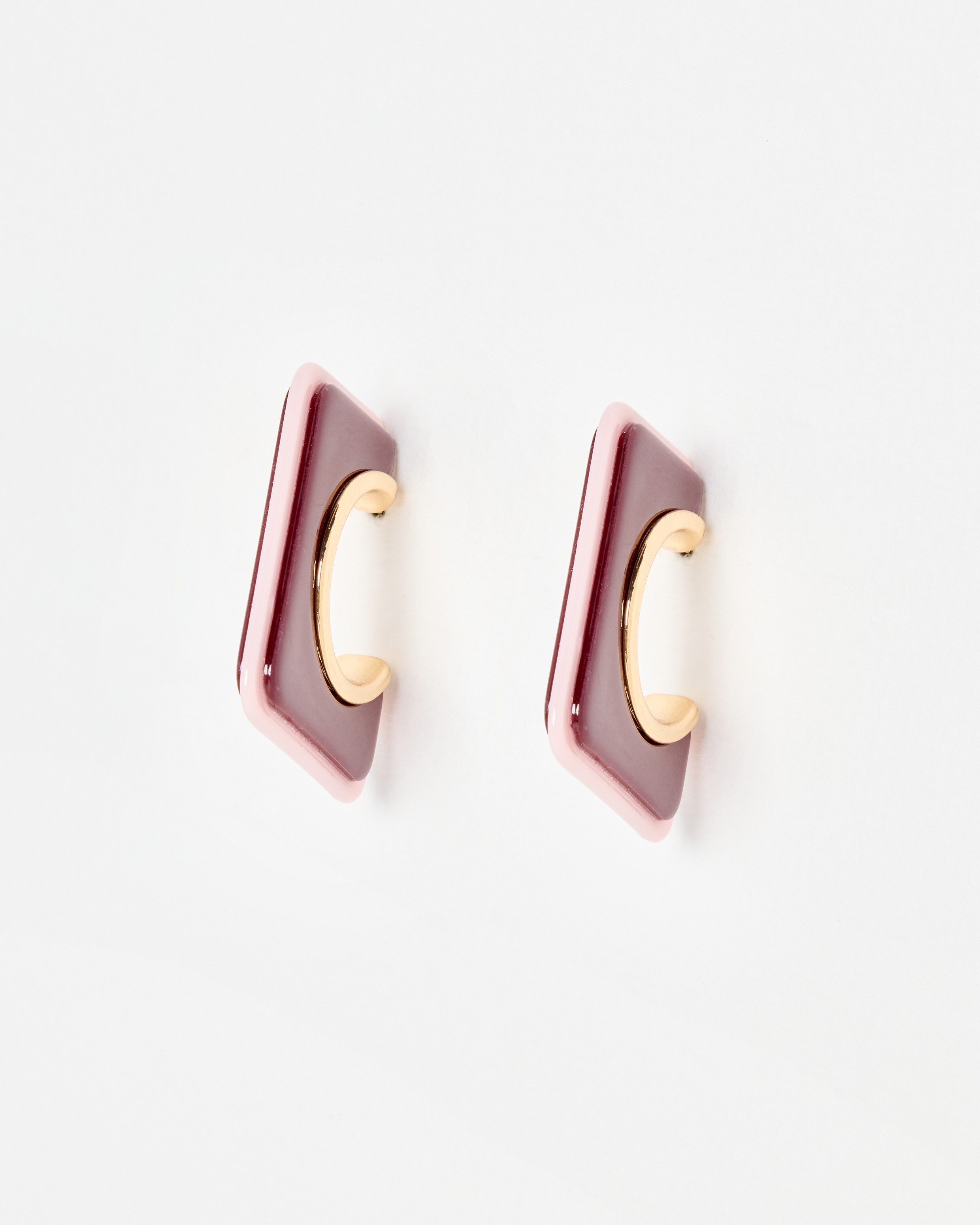 Fuchsia Pink & Red Square Resin Hoop Earrings | Oliver Bonas