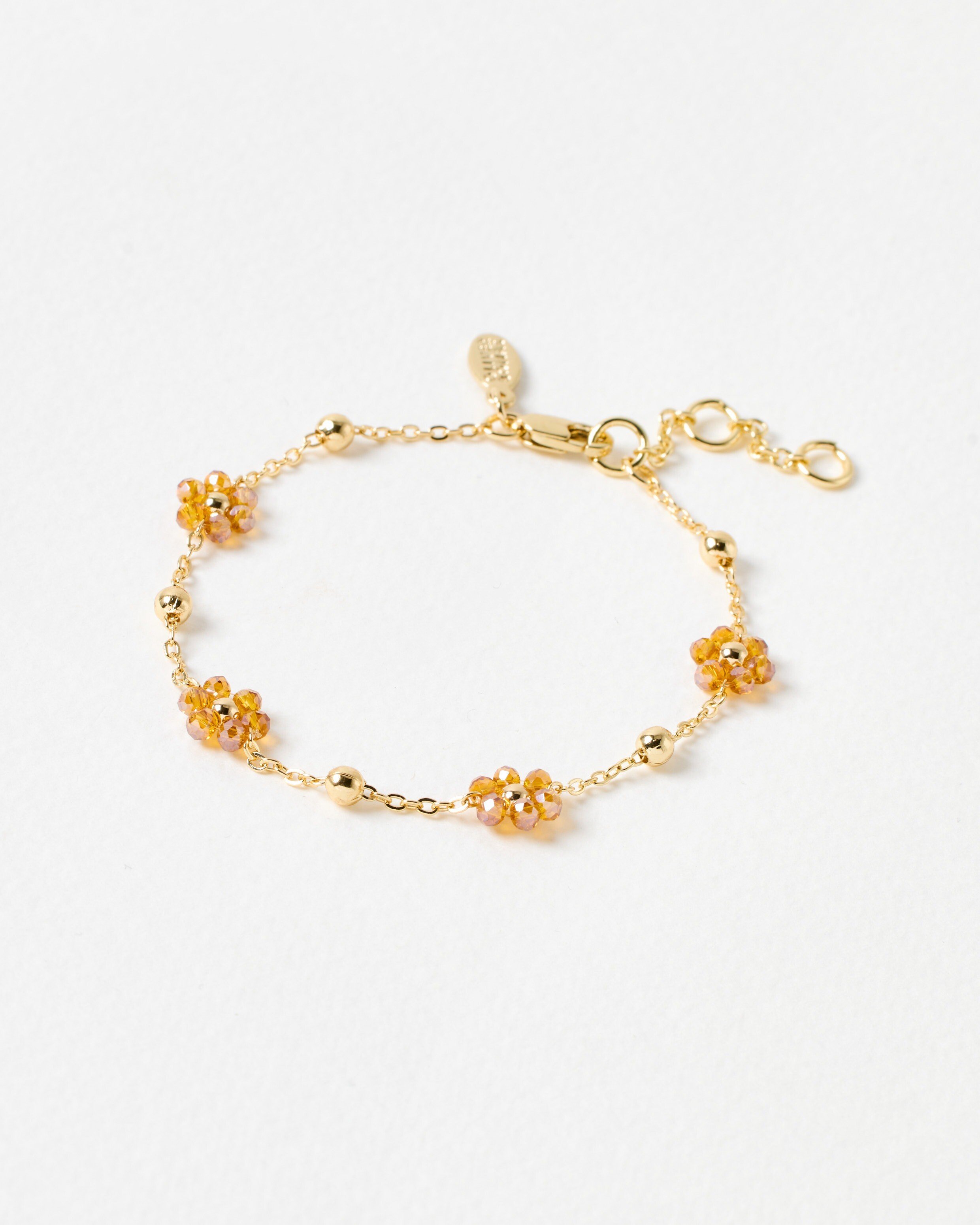 Rosa Brown Beaded Flower Chain Bracelet | Oliver Bonas