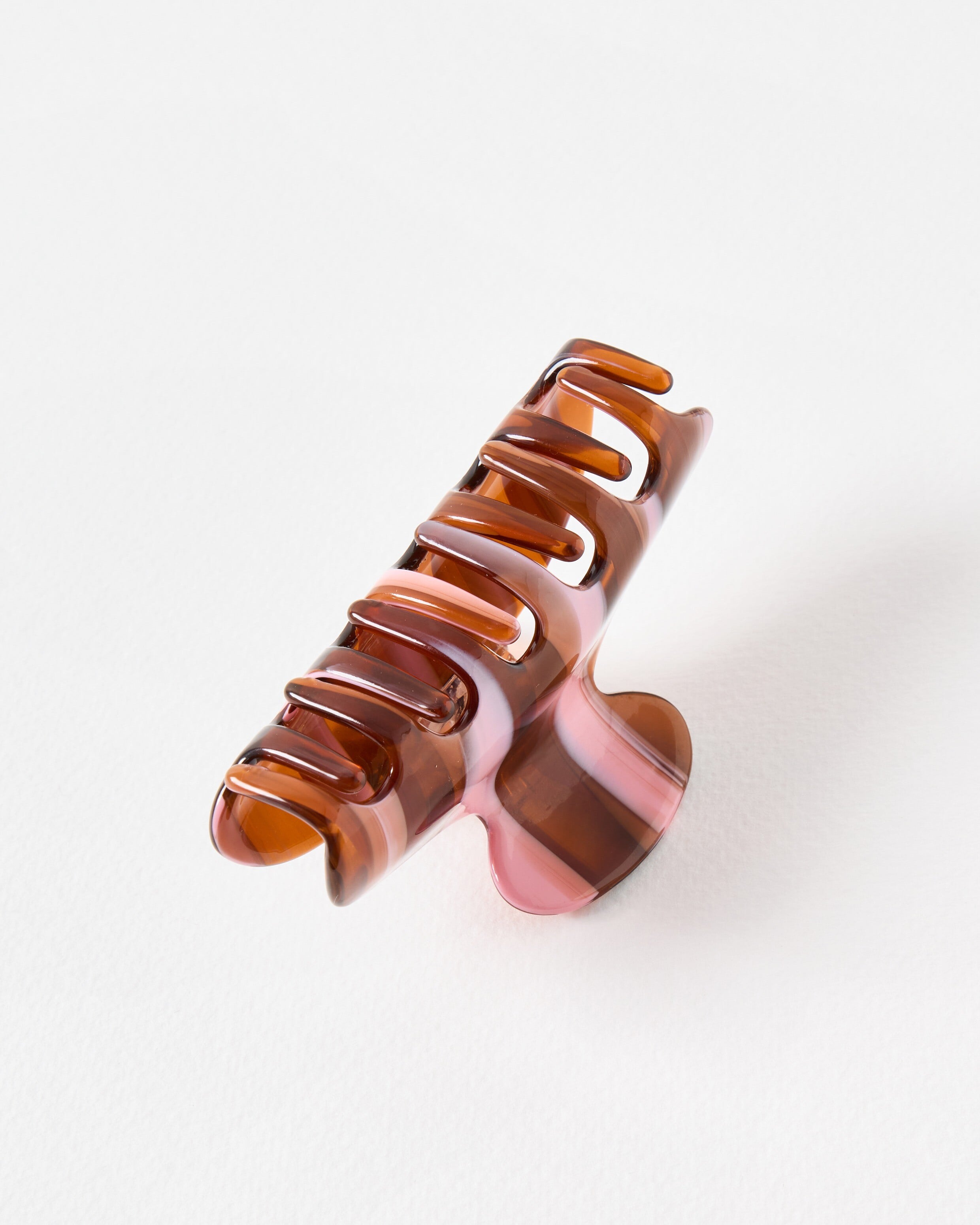 Hazel Brown & Pink Stripe Hair Claw Clip | Oliver Bonas