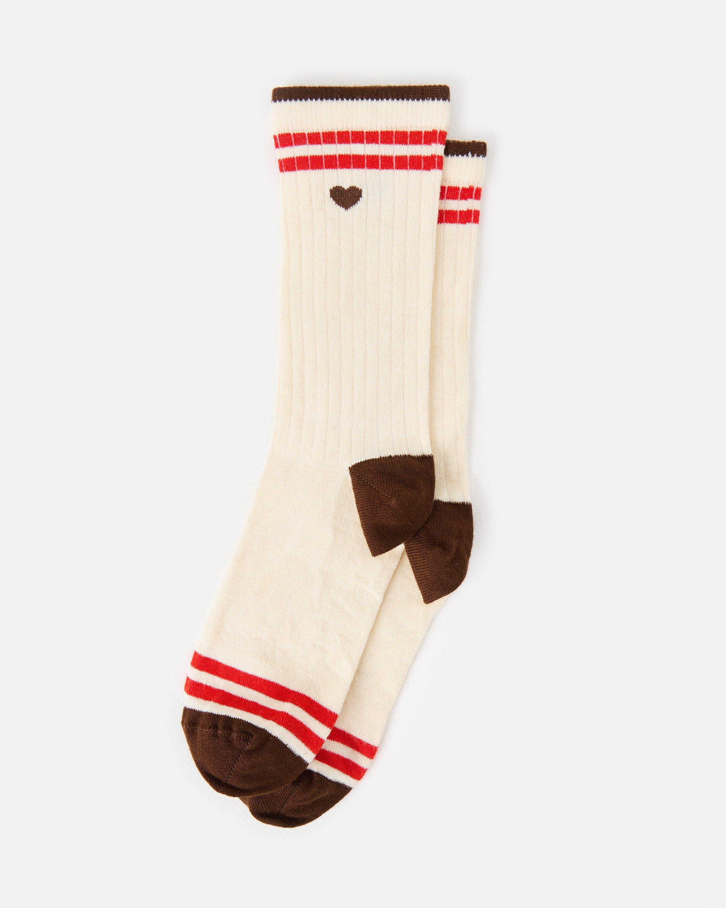 Cream & Brown Heart Sporty Ankle Socks | Oliver Bonas