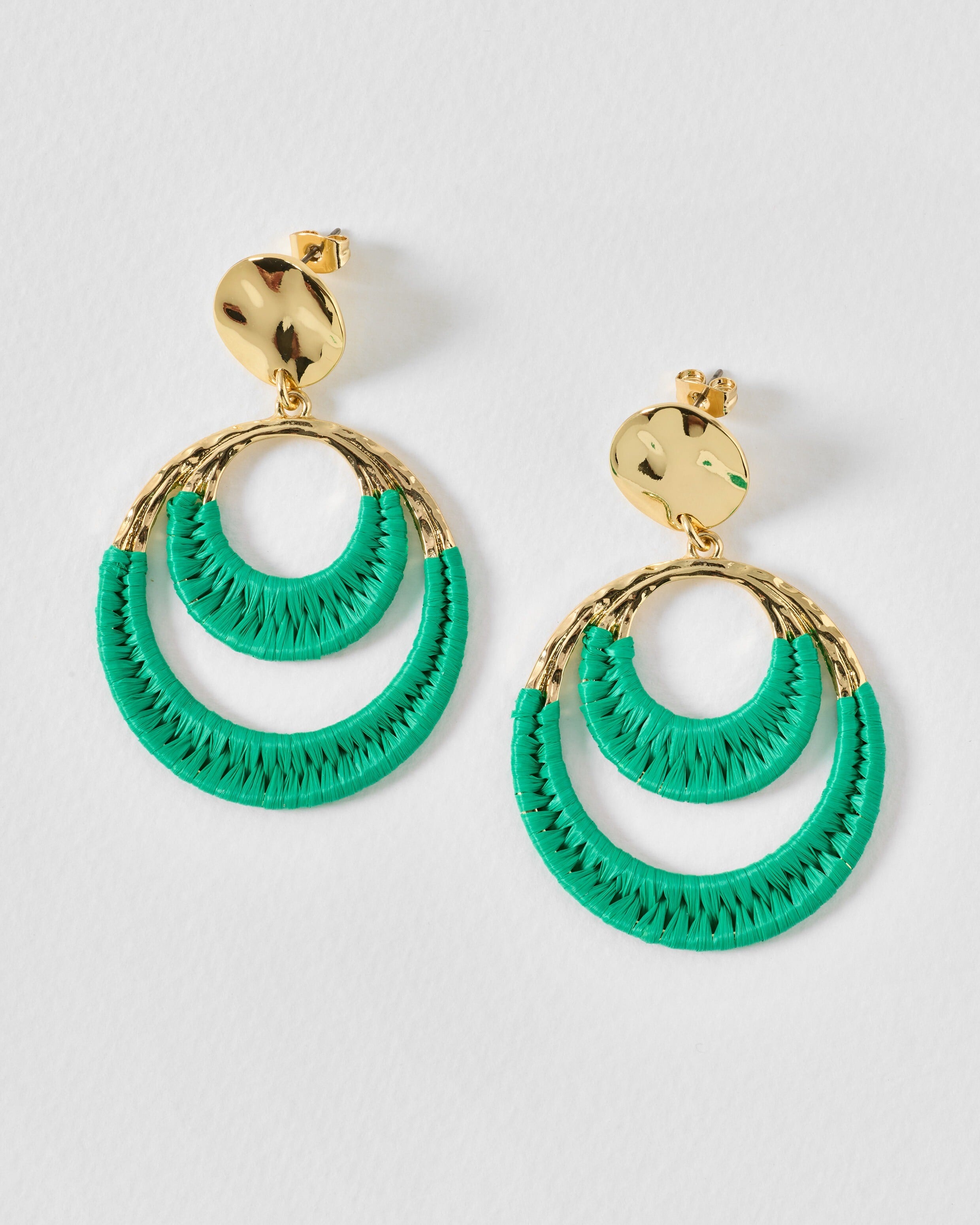 Tabitha Green Woven Hammered Disc Drop Earrings | Oliver Bonas