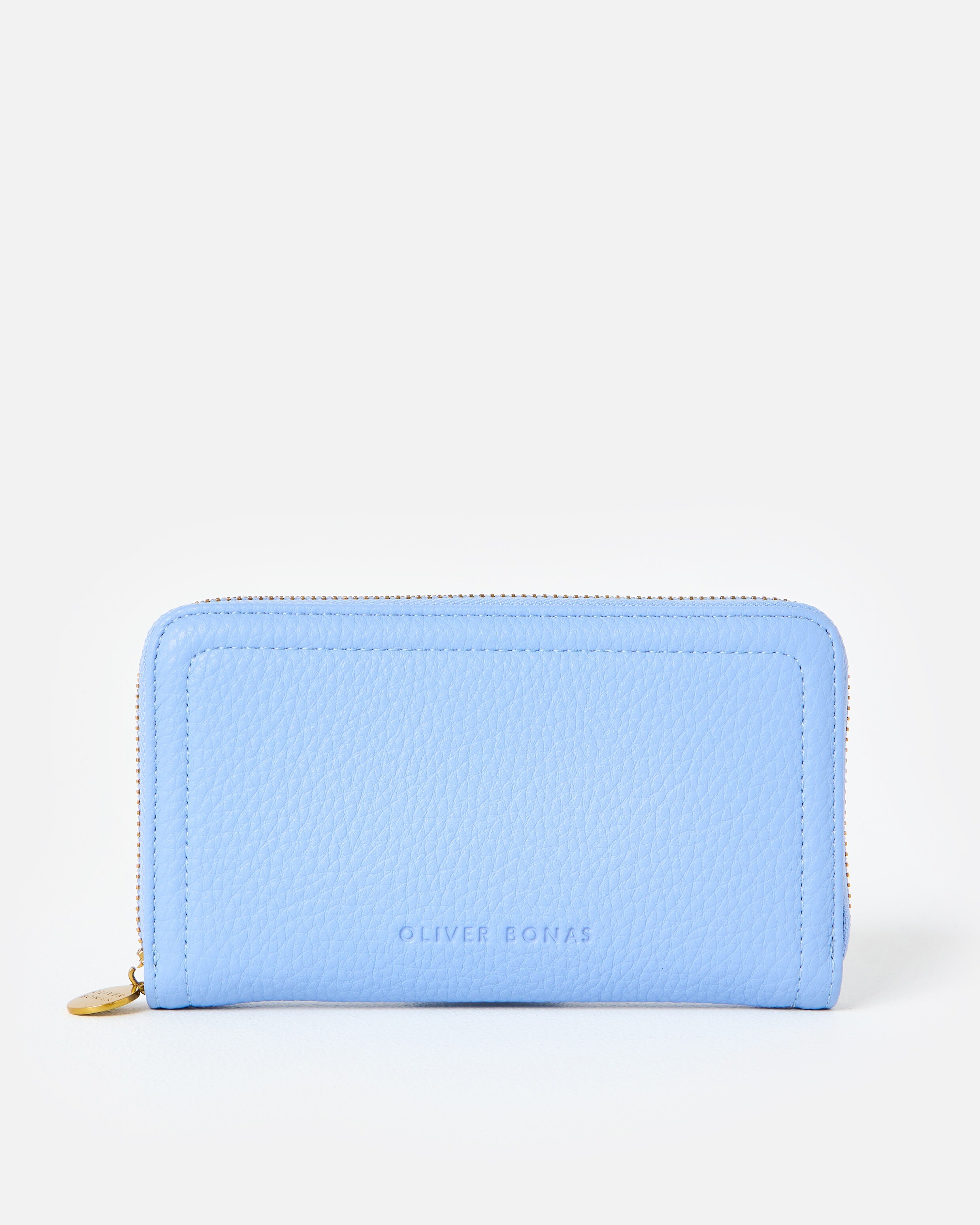 Maddie Sky Blue Zip Around Purse | Oliver Bonas