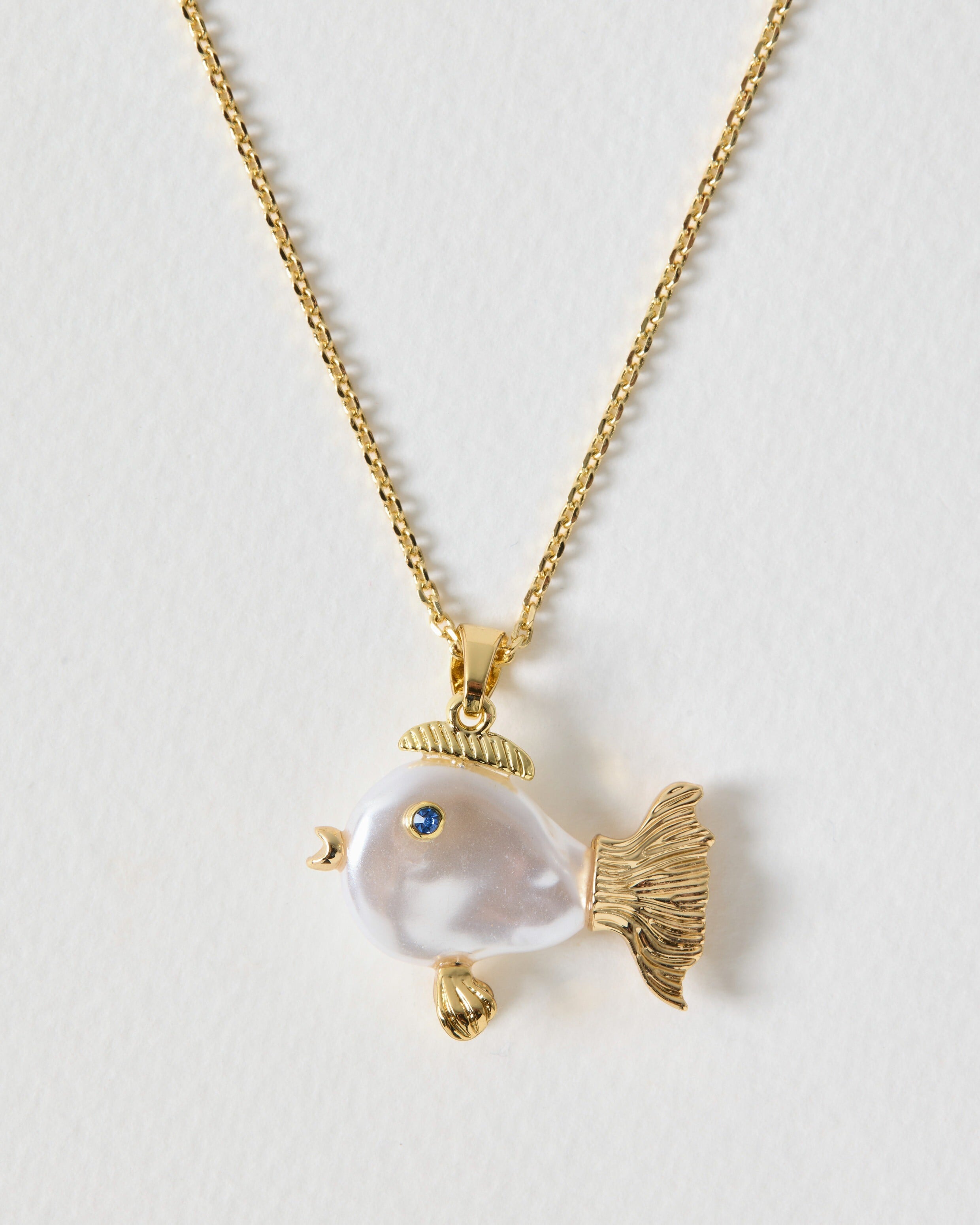 Fiona Fish Faux Pearl Pendant Necklace | Oliver Bonas