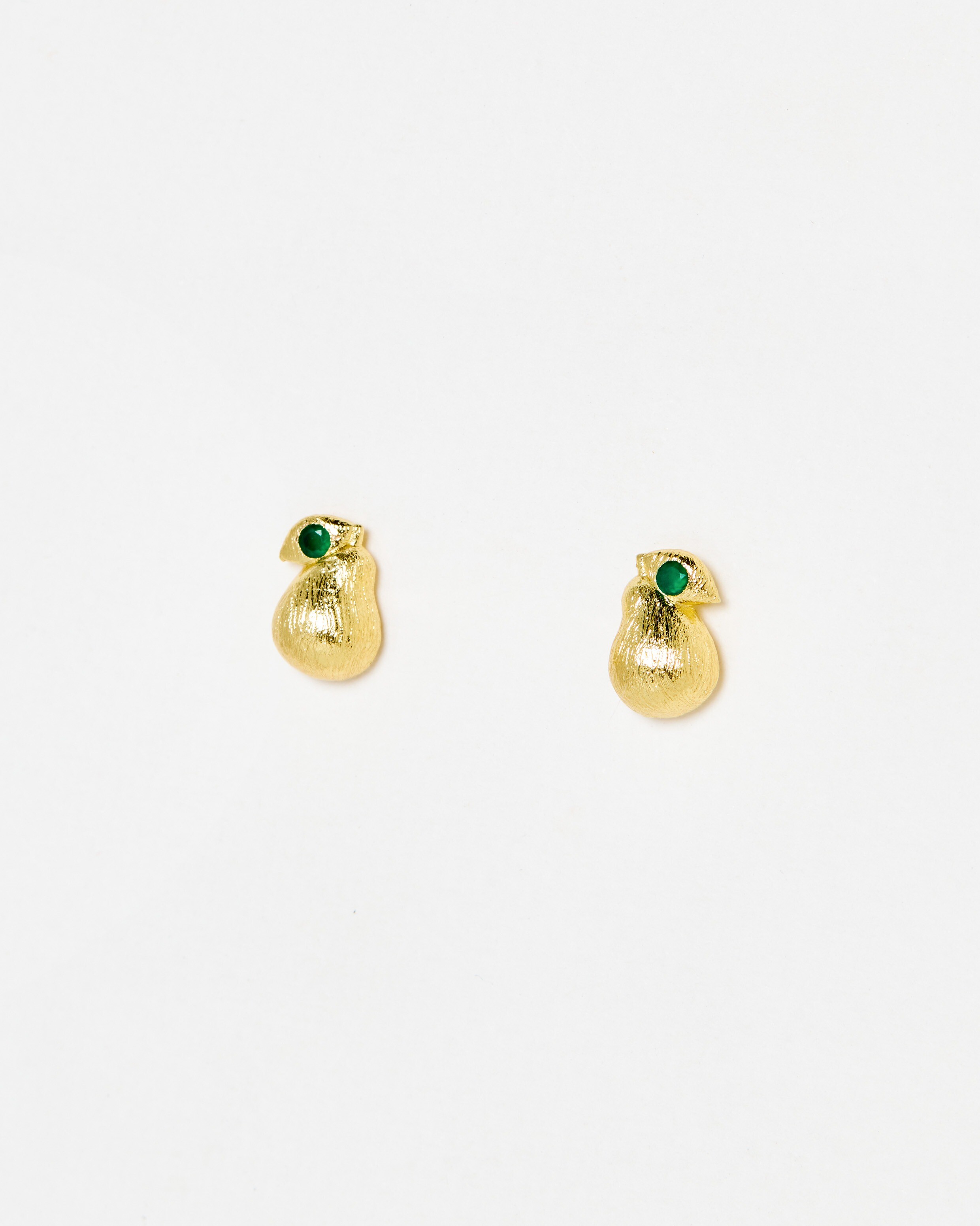 Penny Pear Green Onyx Inlay Brushed Gold Plated Stud Earrings | Oliver ...