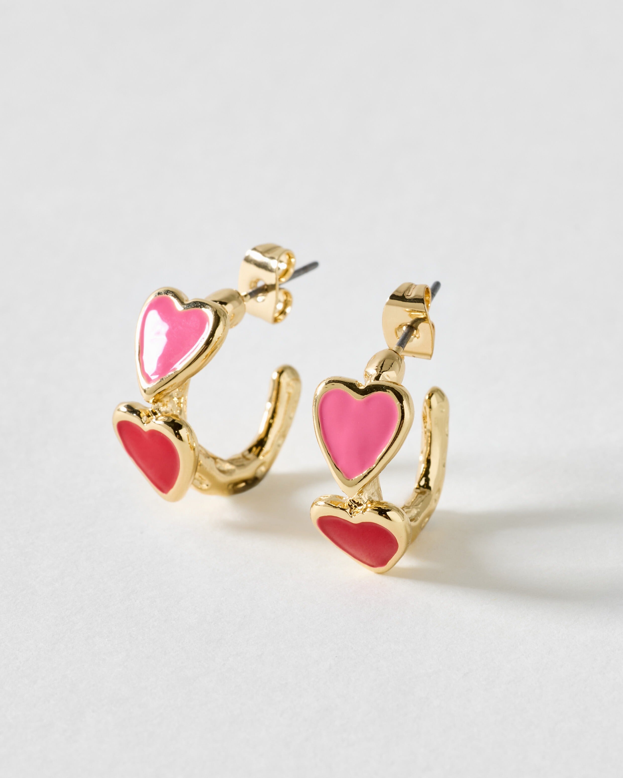 Remi Double Heart Mini Hoop Earrings | Oliver Bonas IE
