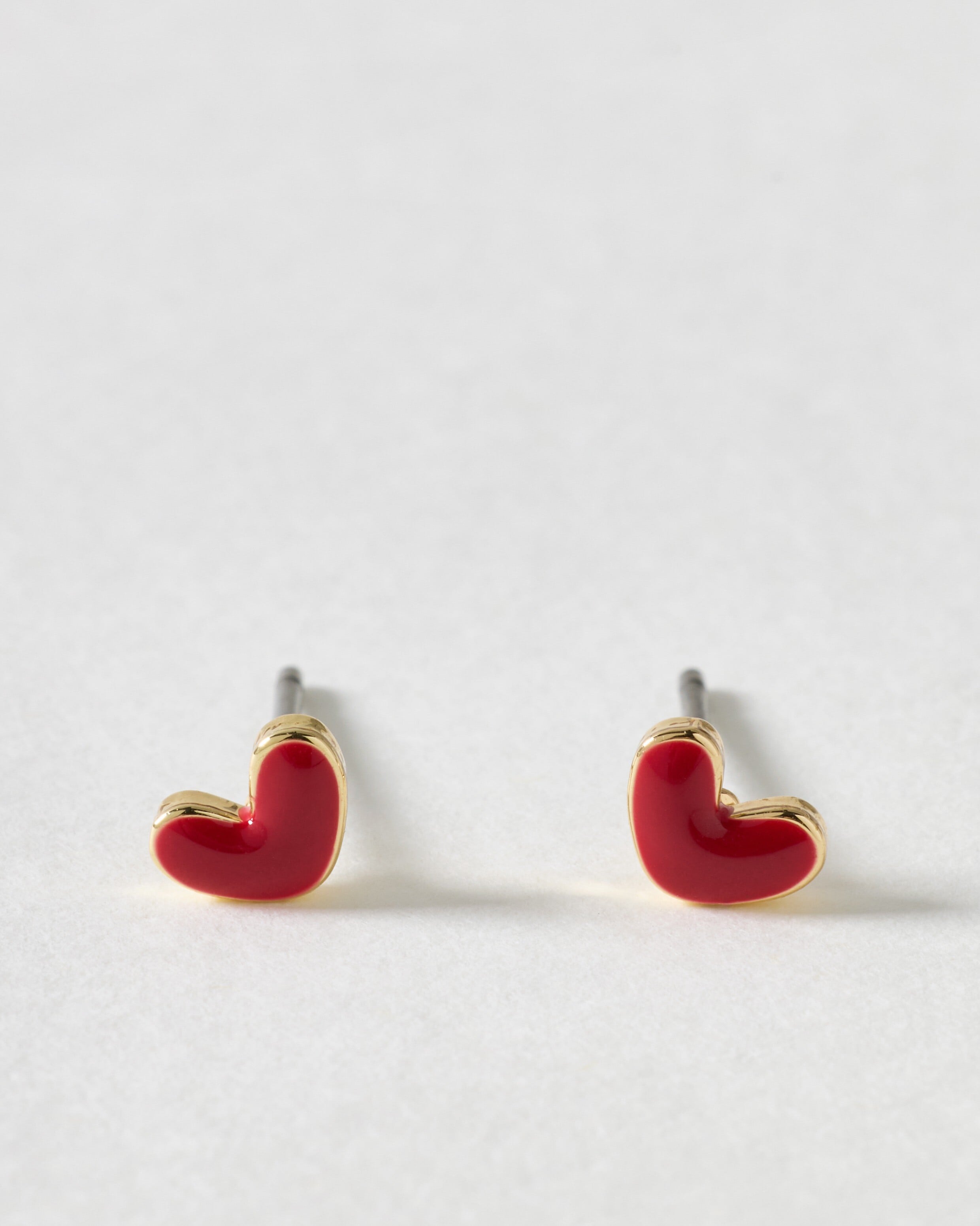 Anne Mini Red Enamel Heart Stud Earrings | Oliver Bonas IE