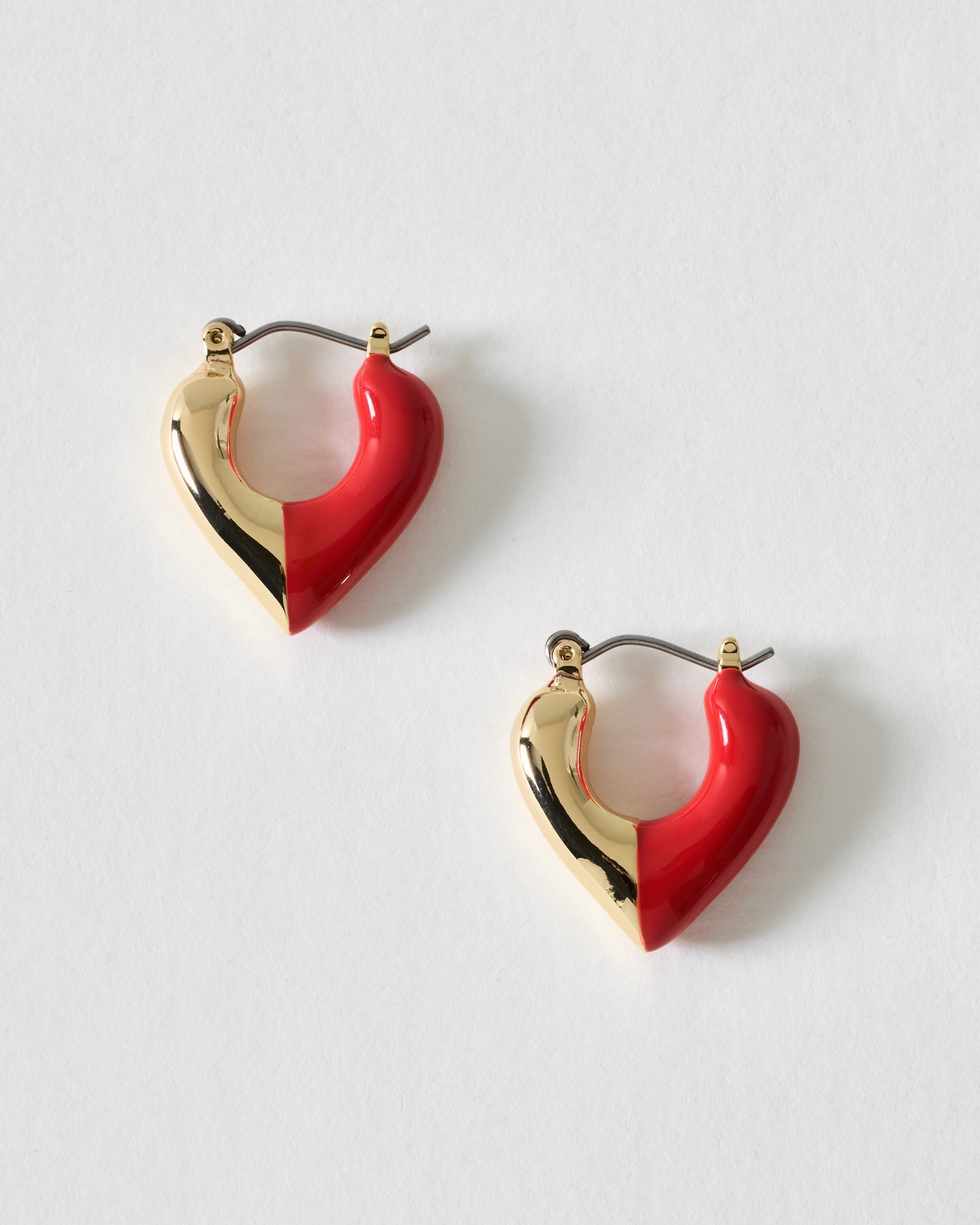 Tate Red & Gold Tone Heart Hoop Earrings | Oliver Bonas IE