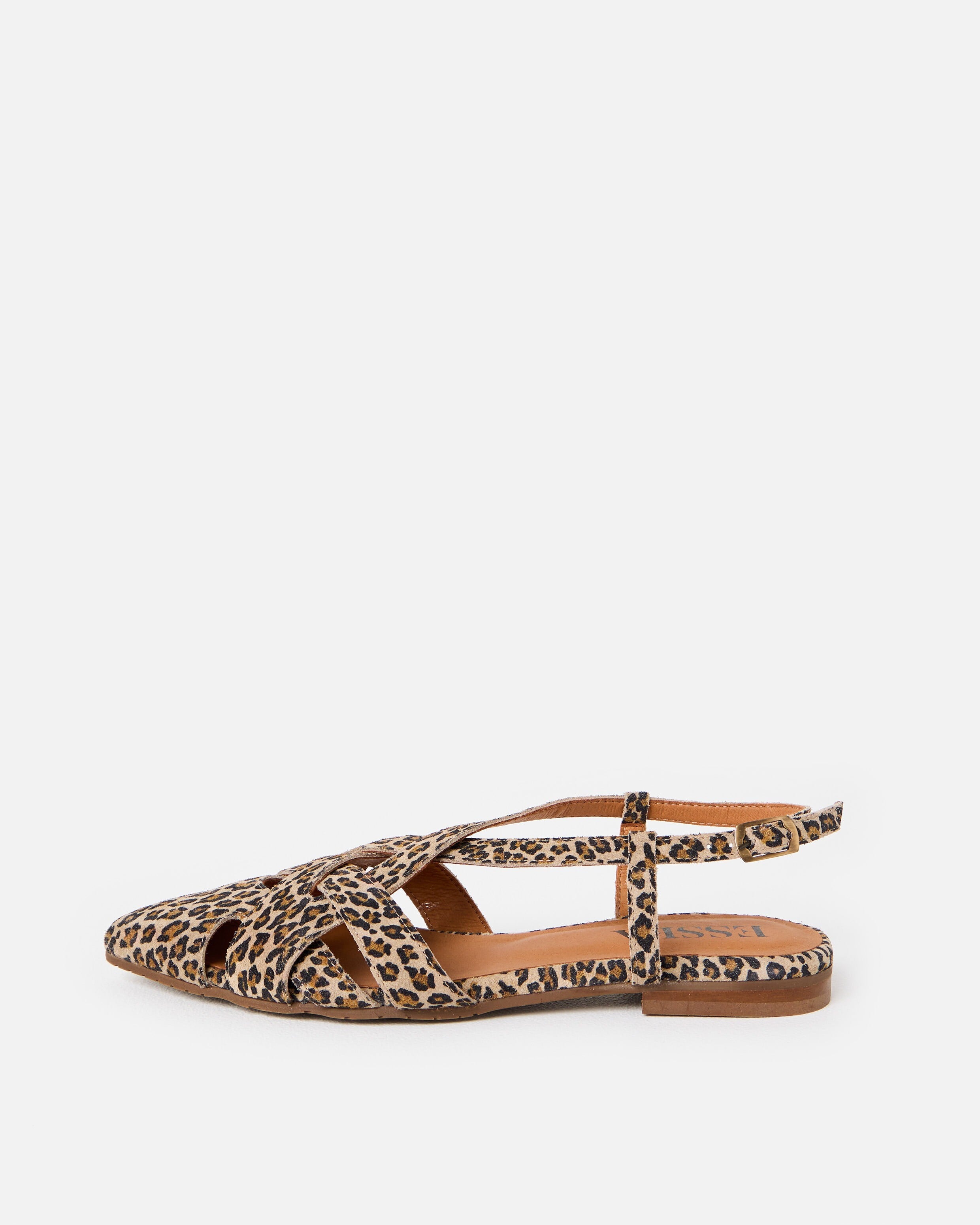 Esska Heidi Leopard Print Pointed Suede Slingbacks | Oliver Bonas