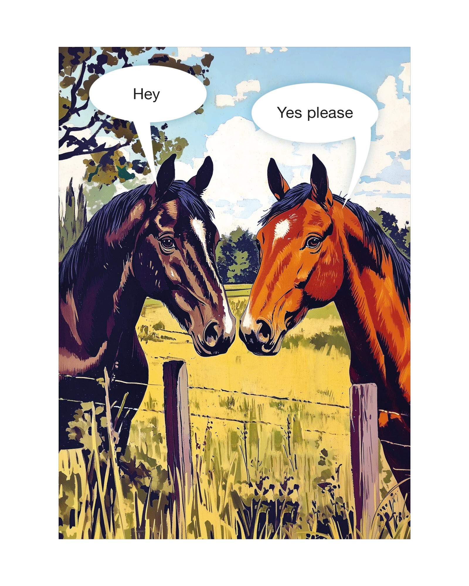 Hey, Yes Please Horse Funny Card | Oliver Bonas