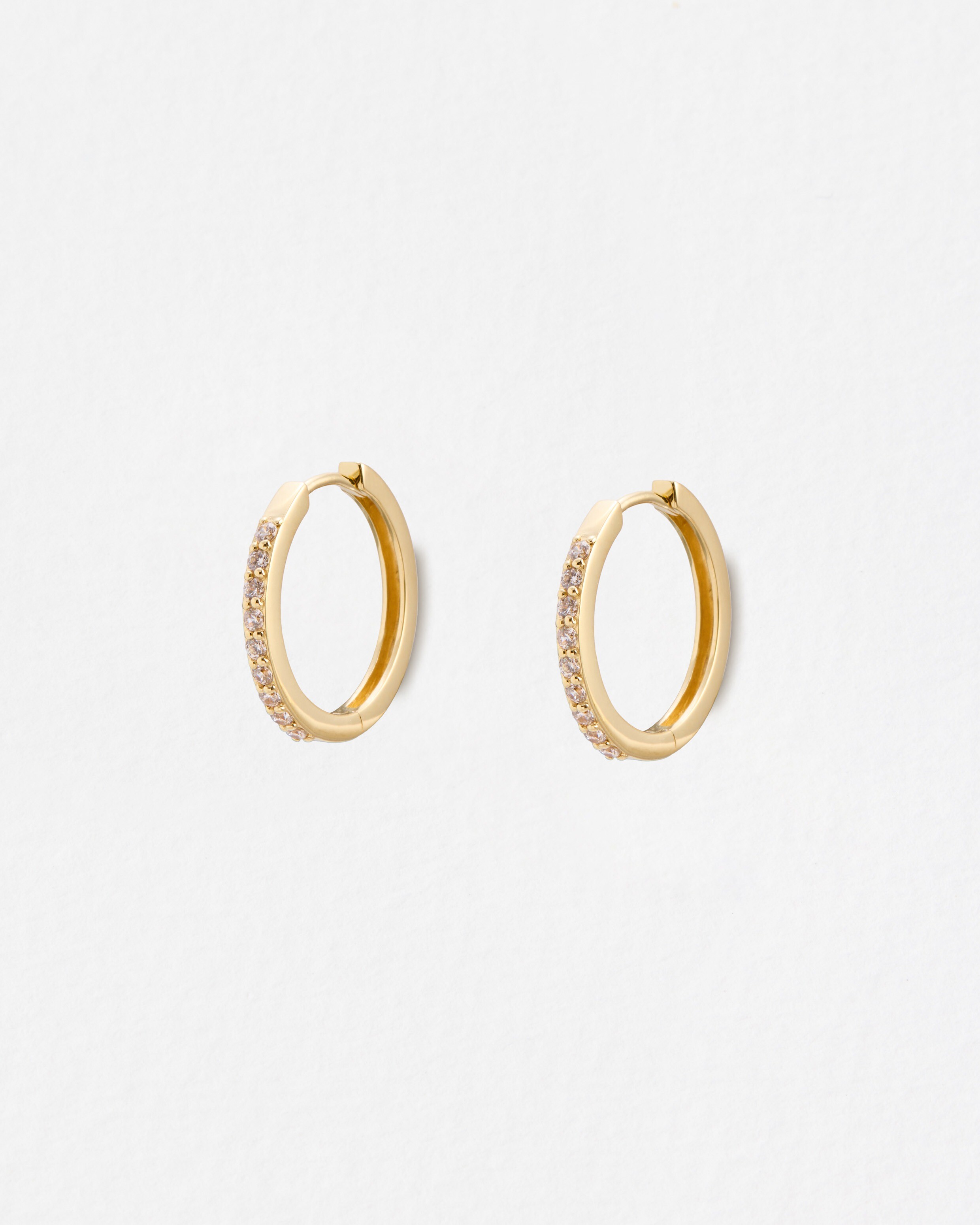 Clear Stone Gold Plated Large Hoop Earrings | Oliver Bonas