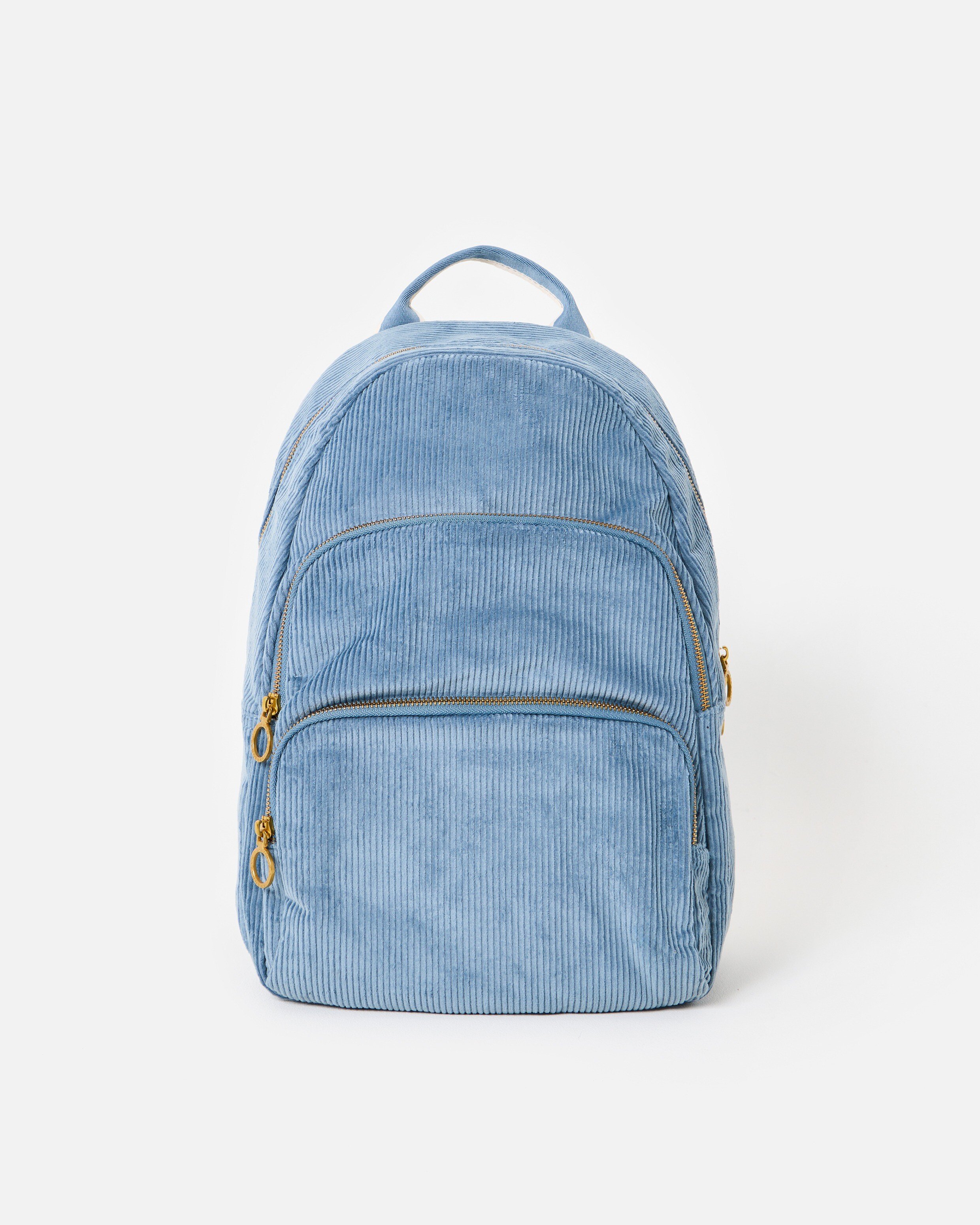 Harper Light Blue Corduroy Triple Zip Backpack | Oliver Bonas IE