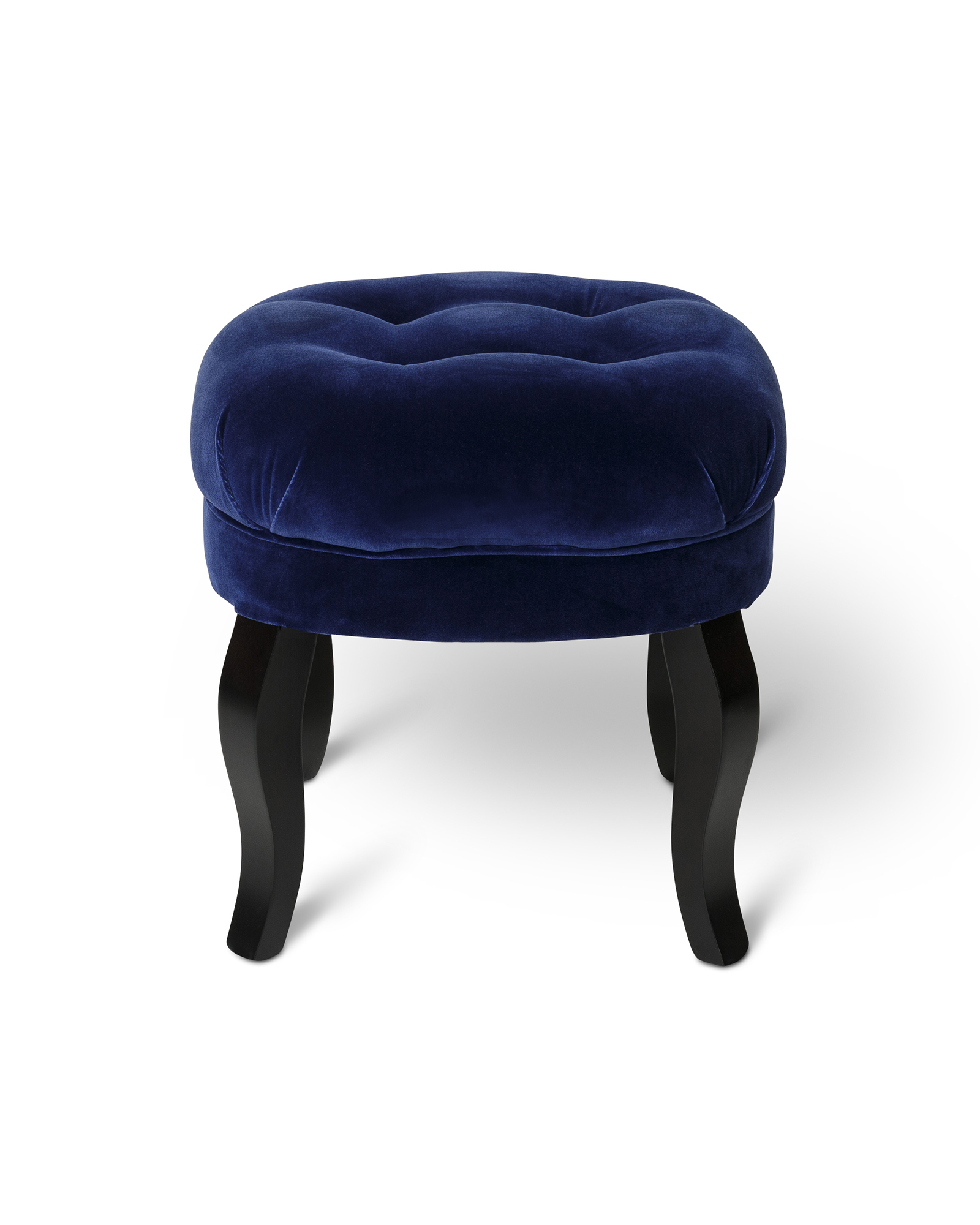 Velvet Button Indigo Blue Footstool | Oliver Bonas