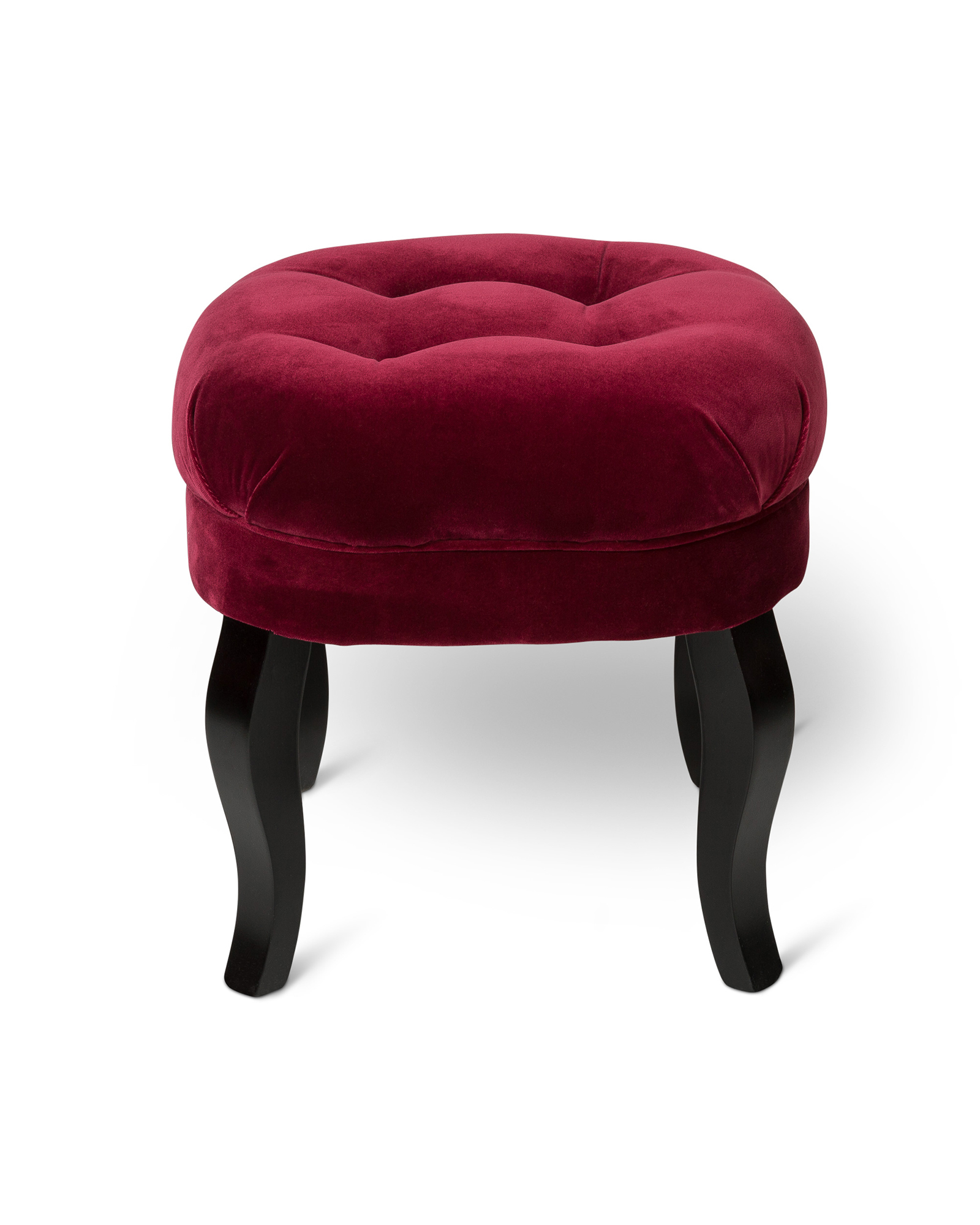 Velvet Button Mulberry Red Footstool | Oliver Bonas