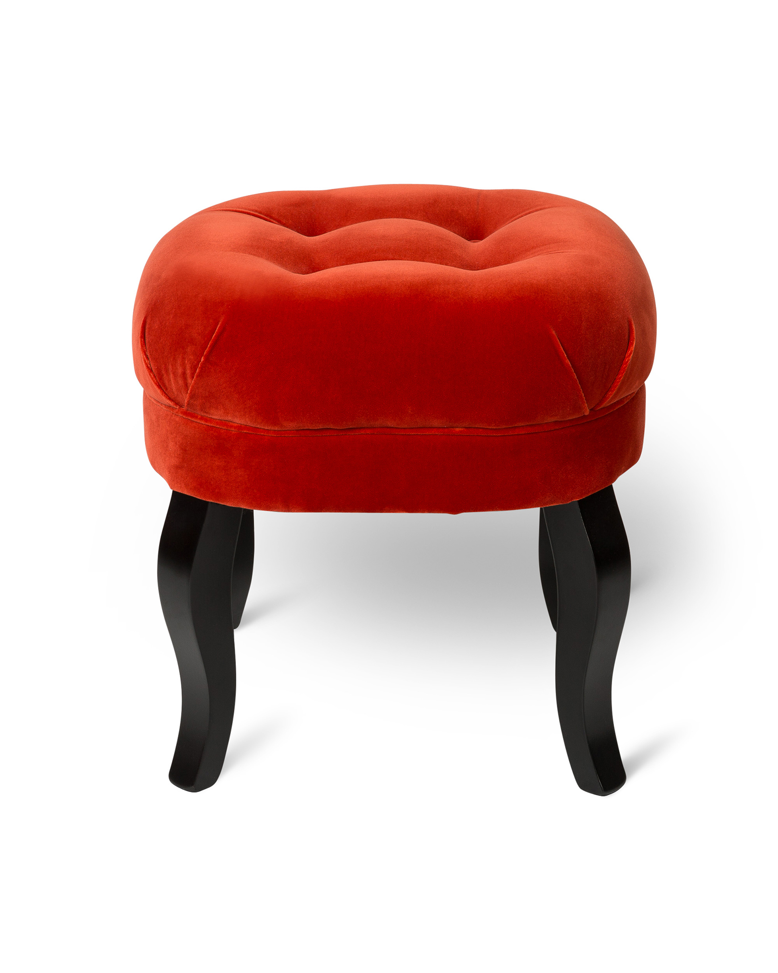 Velvet Button Terracotta Orange Footstool | Oliver Bonas