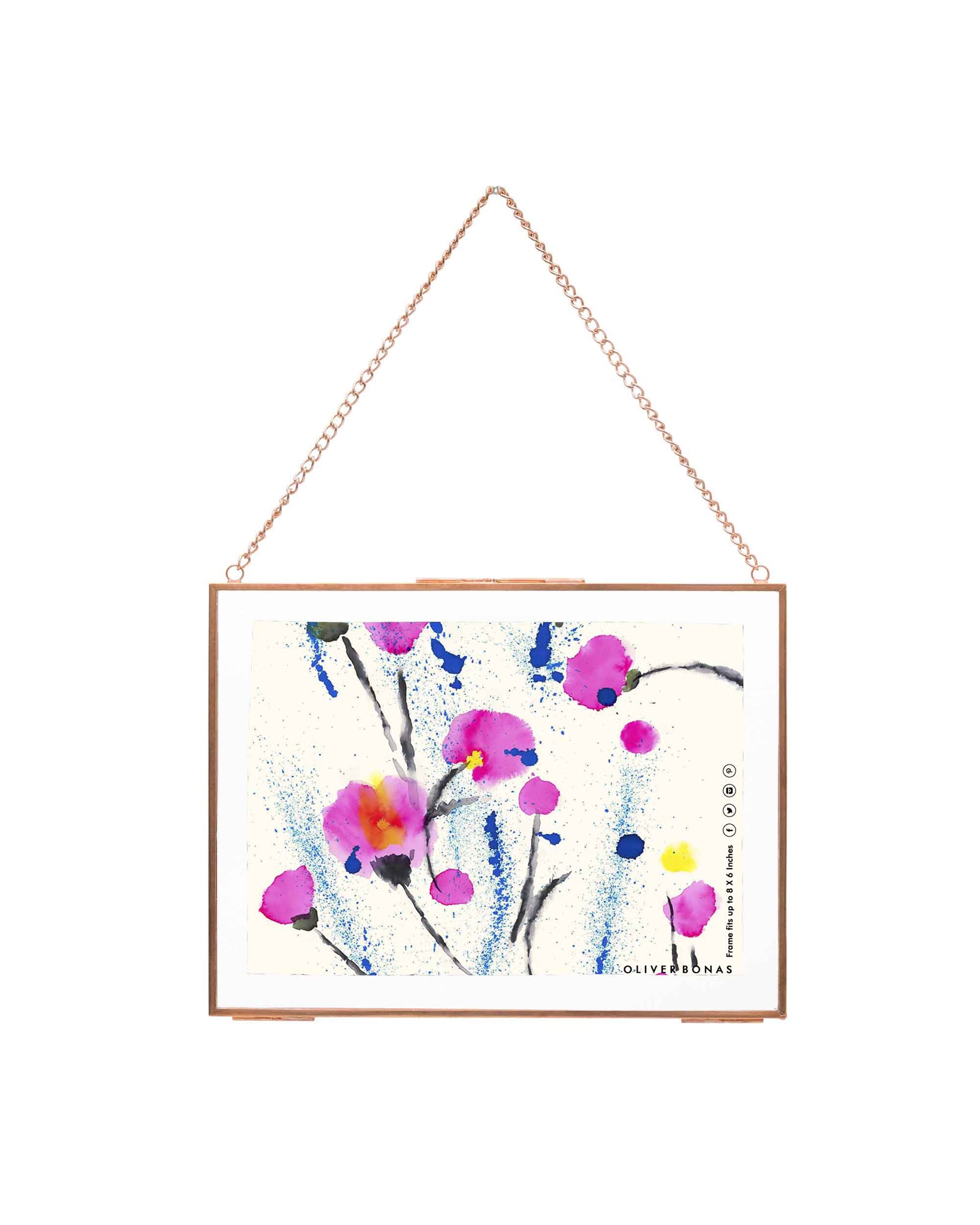 Rose Gold & Glass Hanging Landscape Frame 8x6" | Oliver Bonas