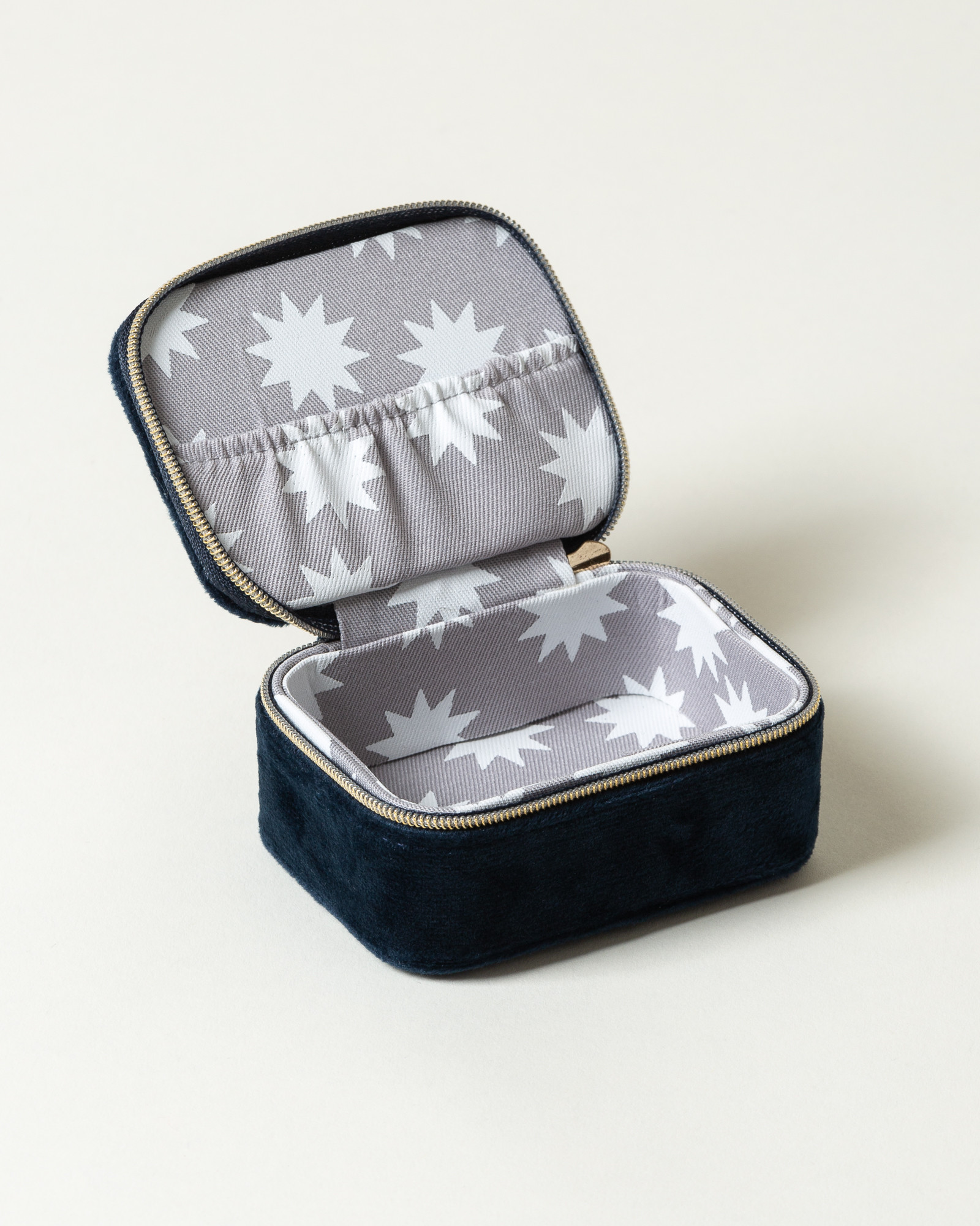 Alphabet Initial Navy Velvet Travel Jewellery Box | Oliver Bonas