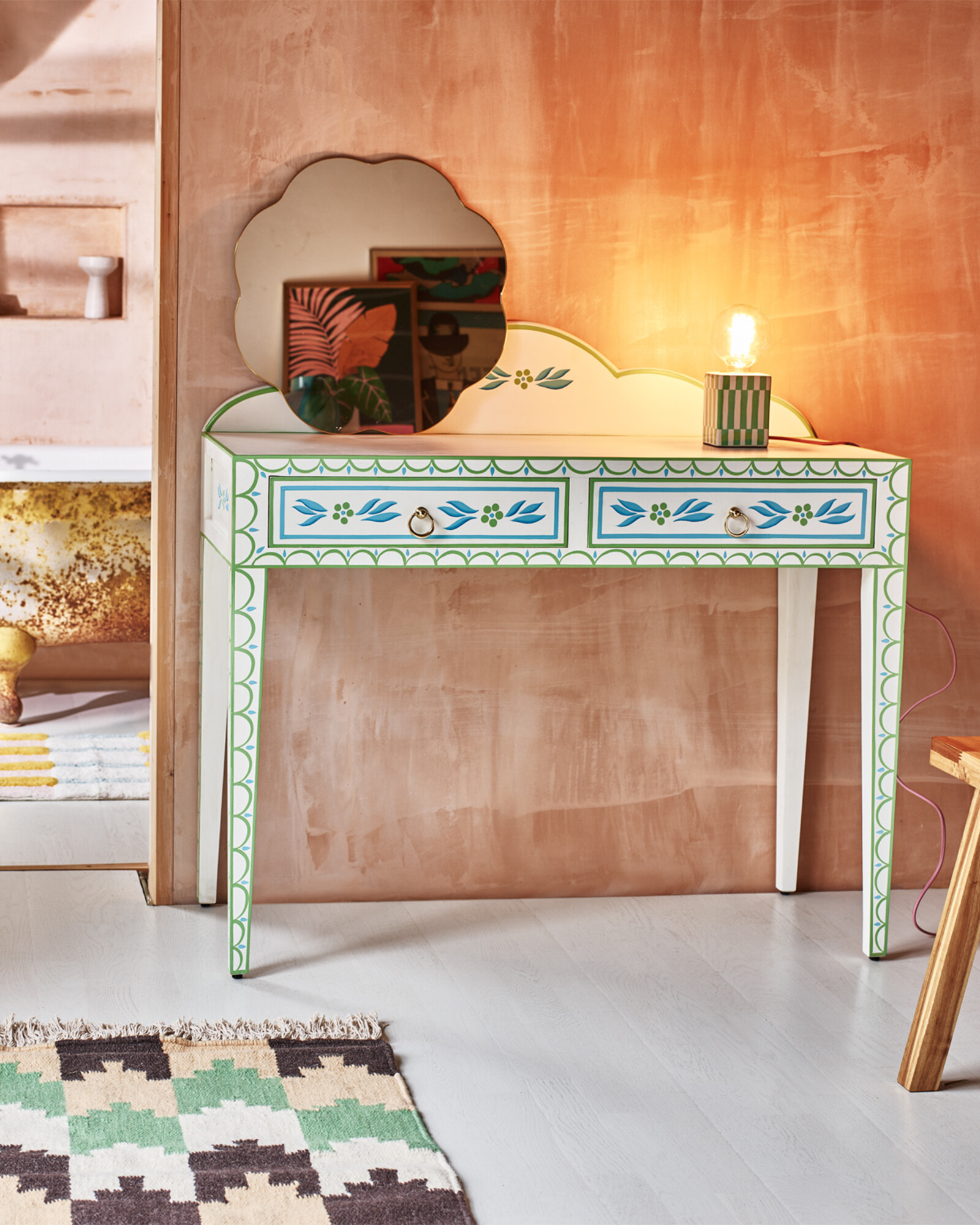 Aurélie White Mango Wood Dressing Table | Oliver Bonas