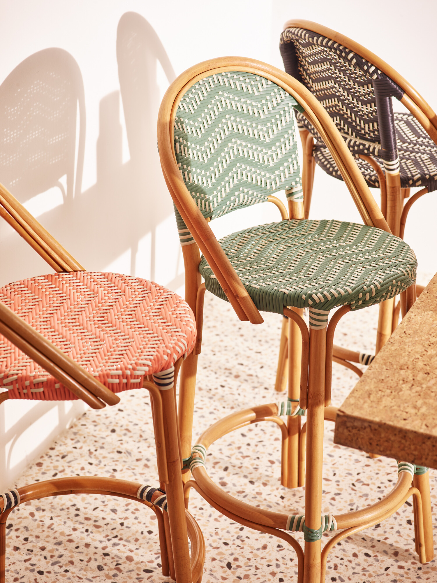 Bistro Green Rattan Bar Stool | Oliver Bonas