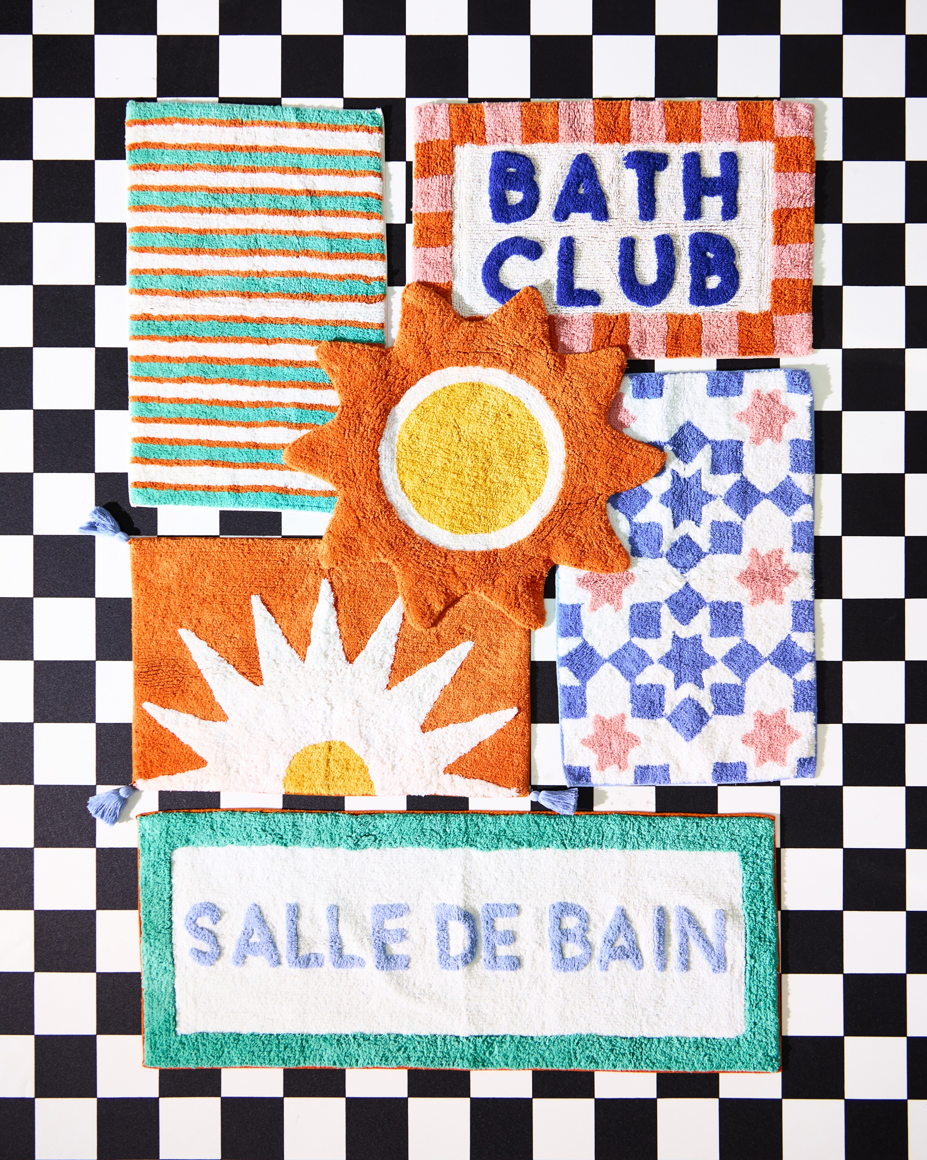 Orange Sun Round Bath Mat | Oliver Bonas