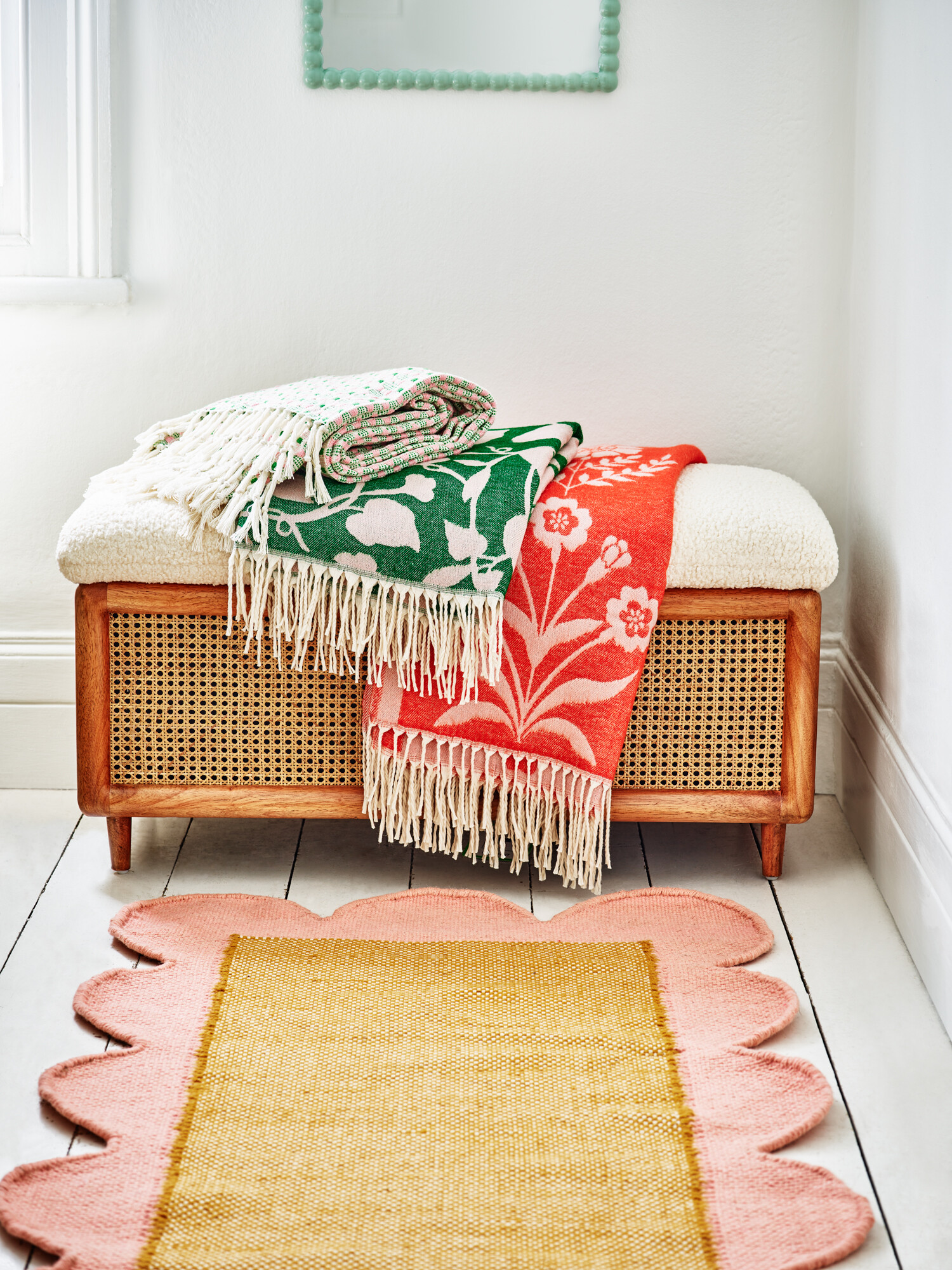 Cecily Handwoven Scalloped Wool Runner Rugs | Oliver Bonas