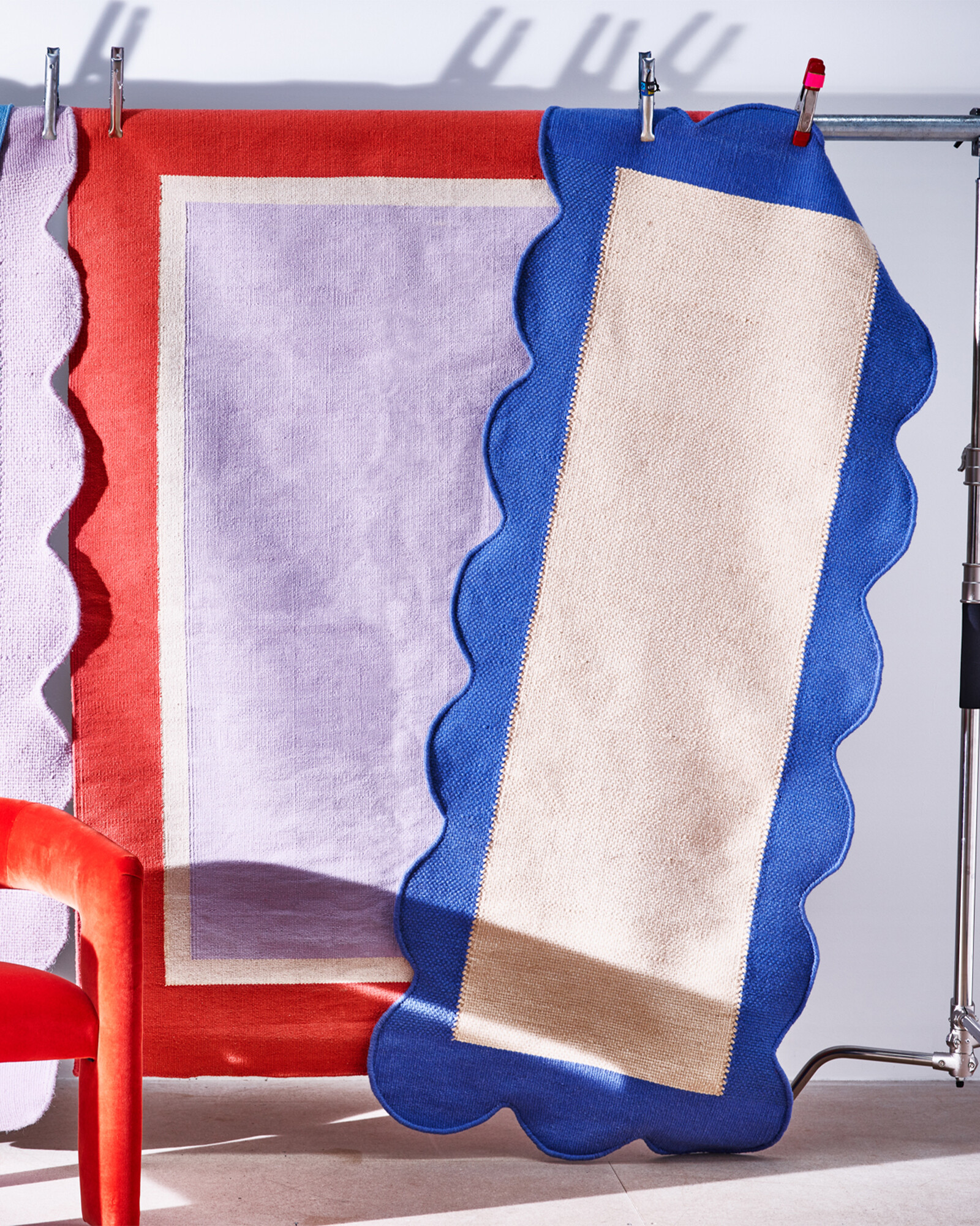 Elio Orange Bordered Handwoven Cotton Rug 180x120cm | Oliver Bonas