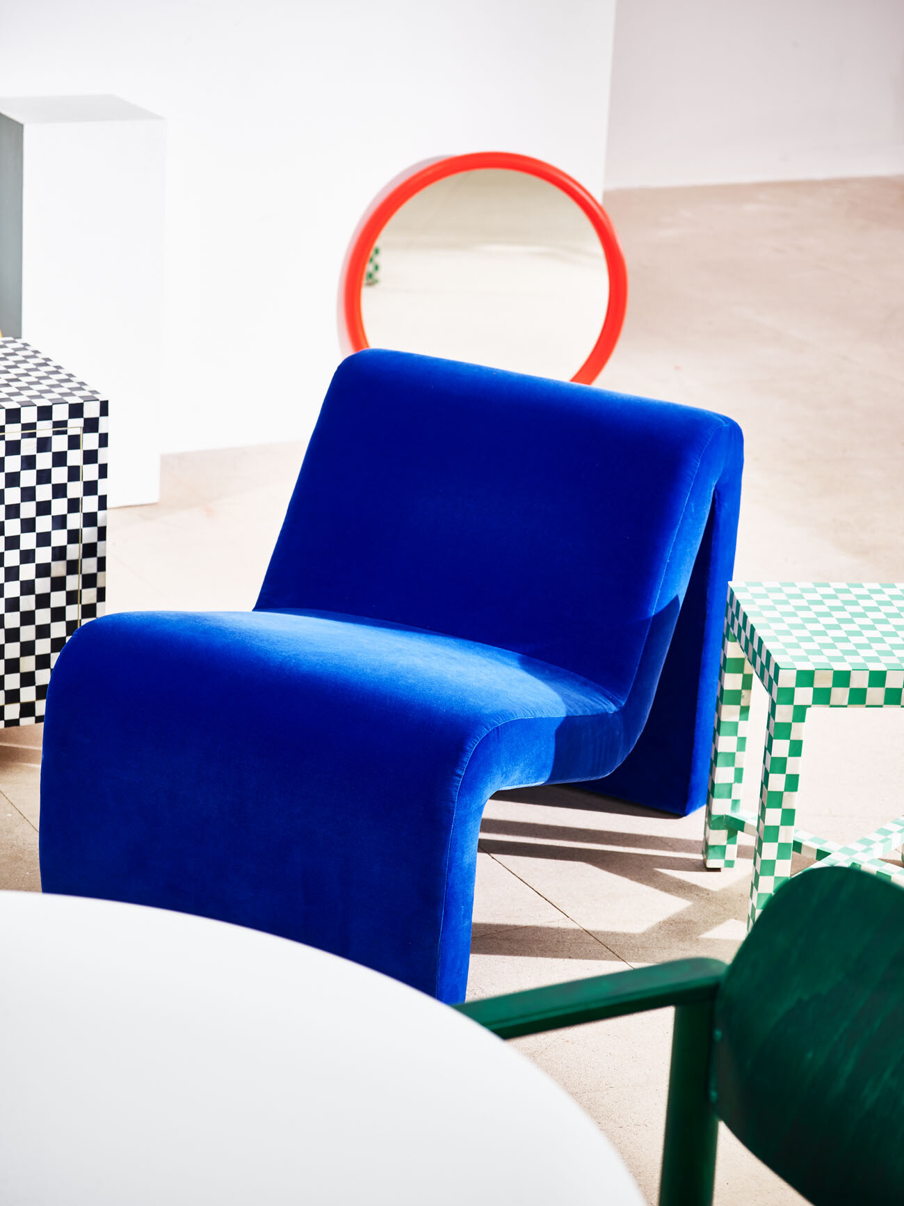 Pambo Cobalt Blue Velvet Lounge Chair | Oliver Bonas