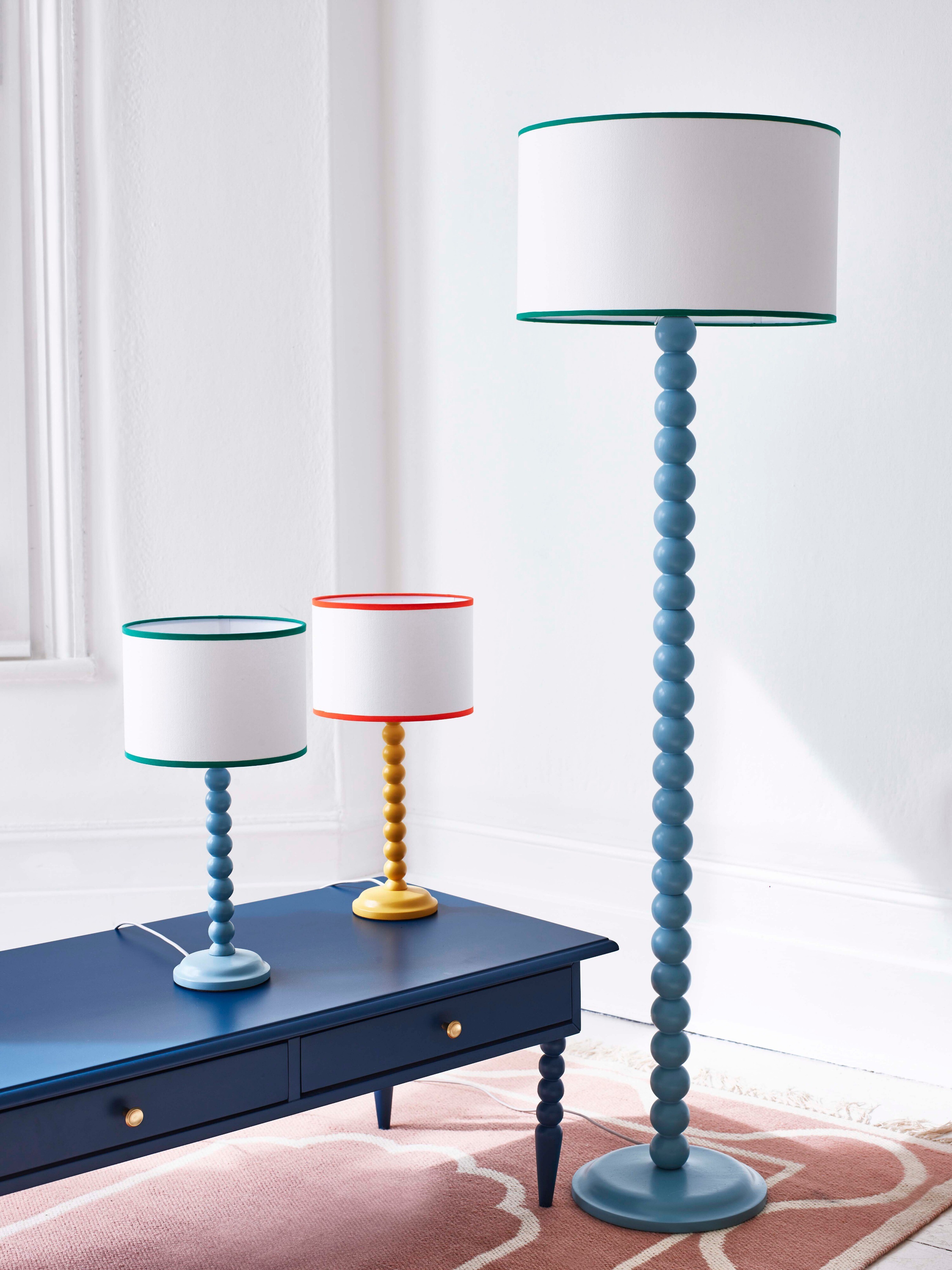 Bobbin Blue Wooden Desk & Table Lamp | Oliver Bonas
