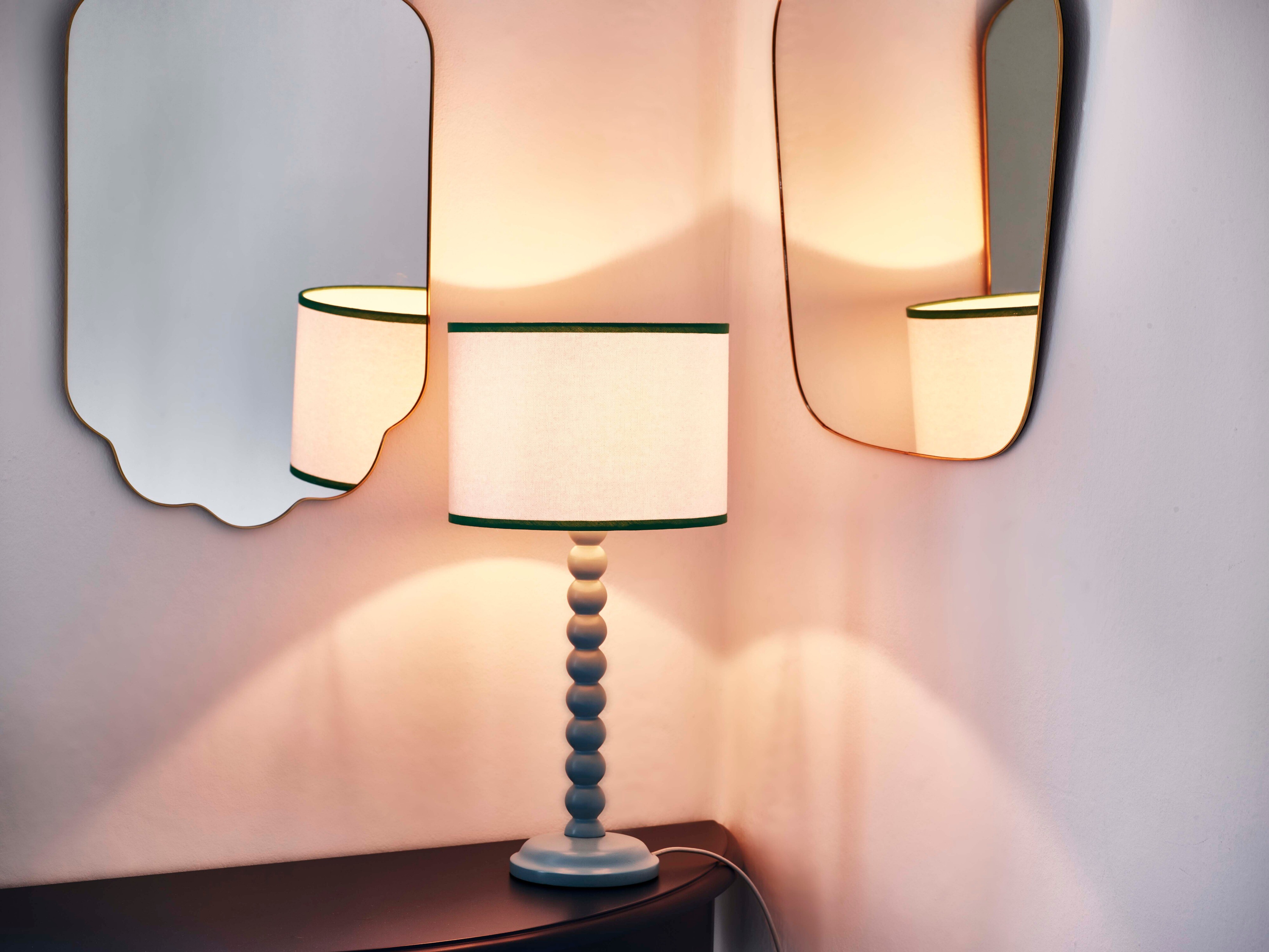 Bobbin Blue Wooden Desk & Table Lamp | Oliver Bonas