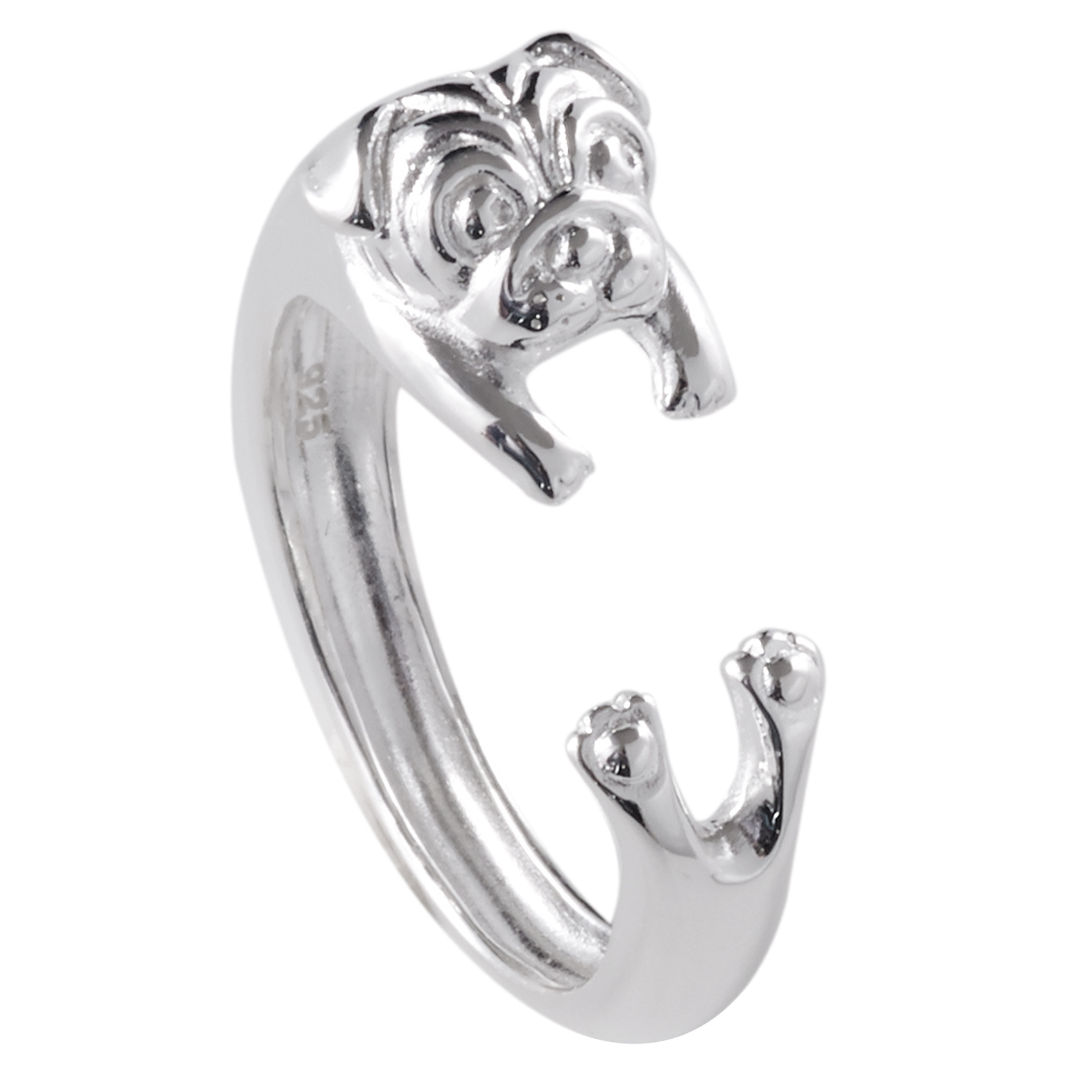 Silver Pug Wrap Around Ring | Oliver Bonas US