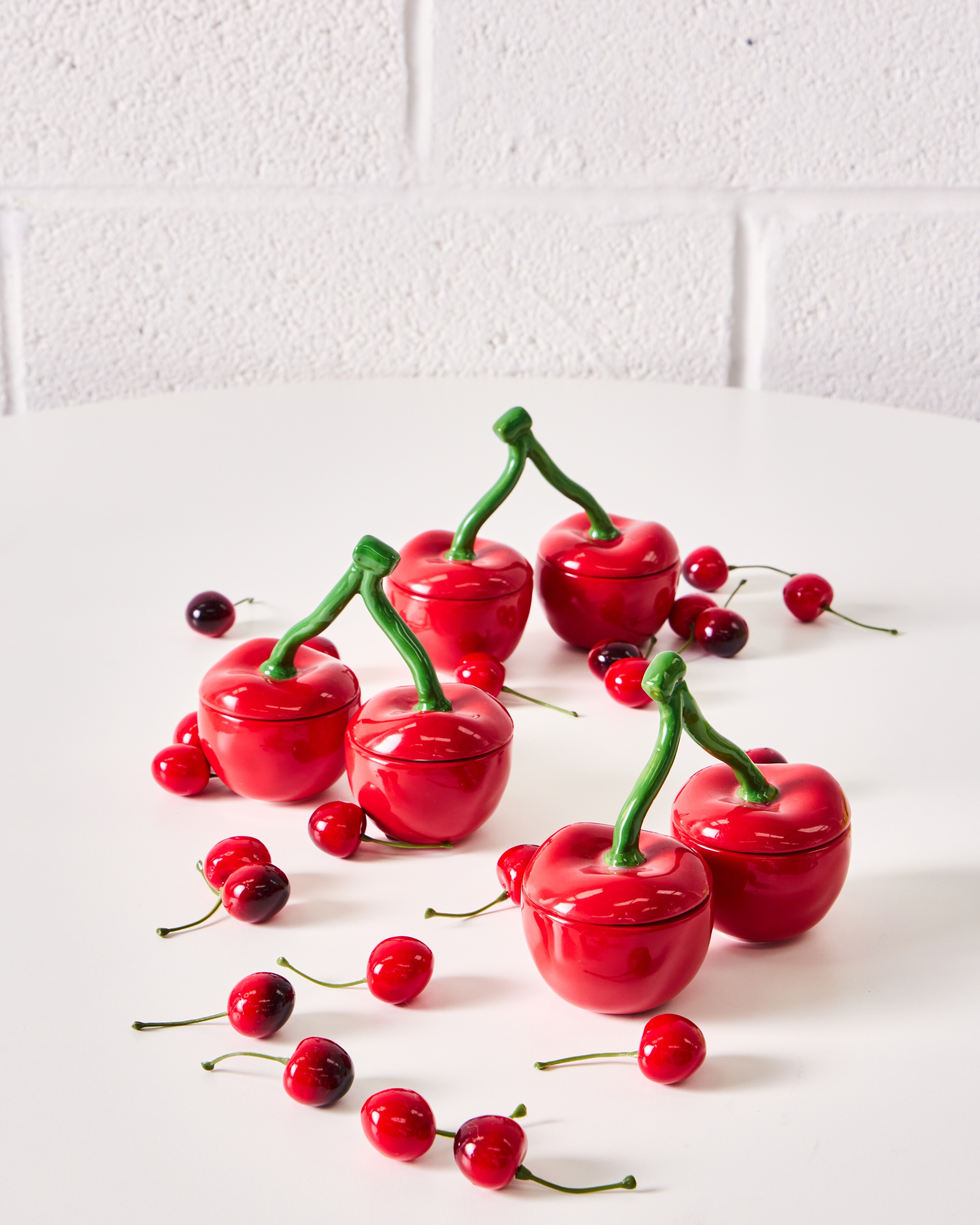 Cherry Ceramic Black Cherry & Amberwood Scented Candle Duo | Oliver Bonas