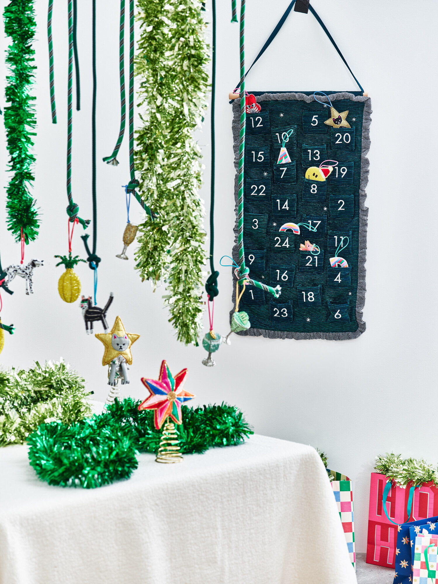Green Metallic Ruffle Reusable Advent Calendar | Oliver Bonas