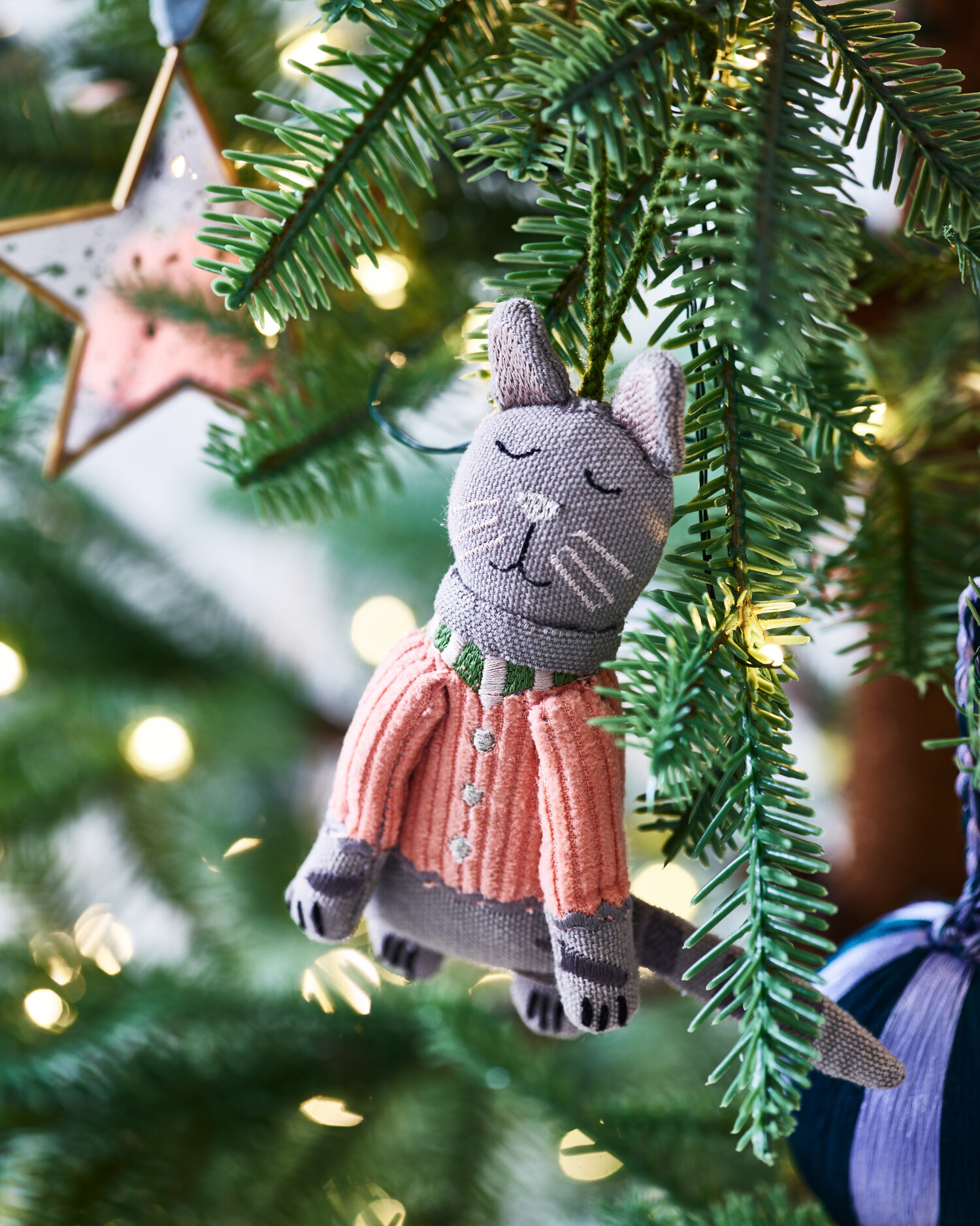 Cecil the Cat Grey Christmas Tree Decoration | Oliver Bonas