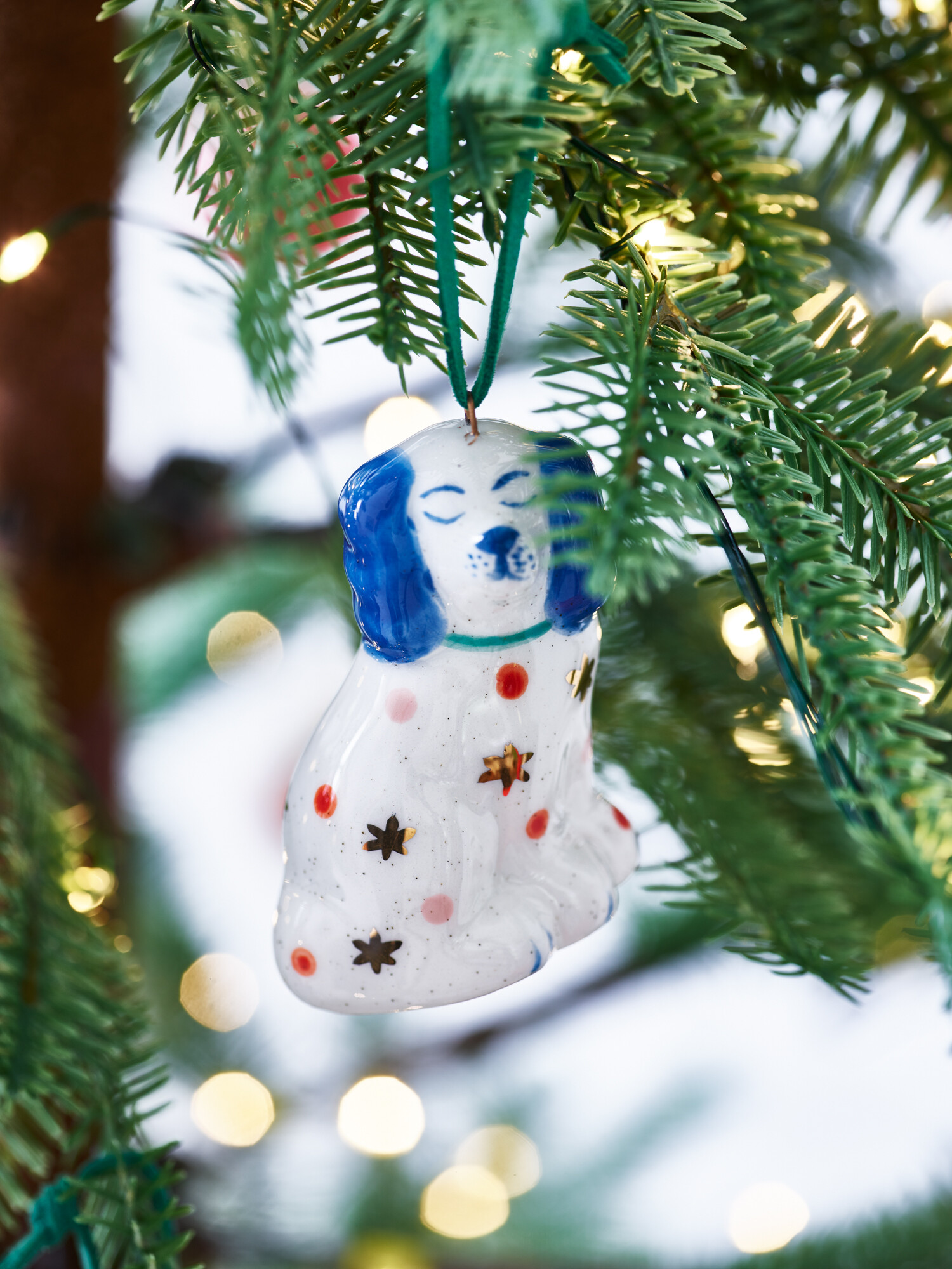 Chadwick Handpainted White & Blue Ceramic Christmas Tree Decoration ...