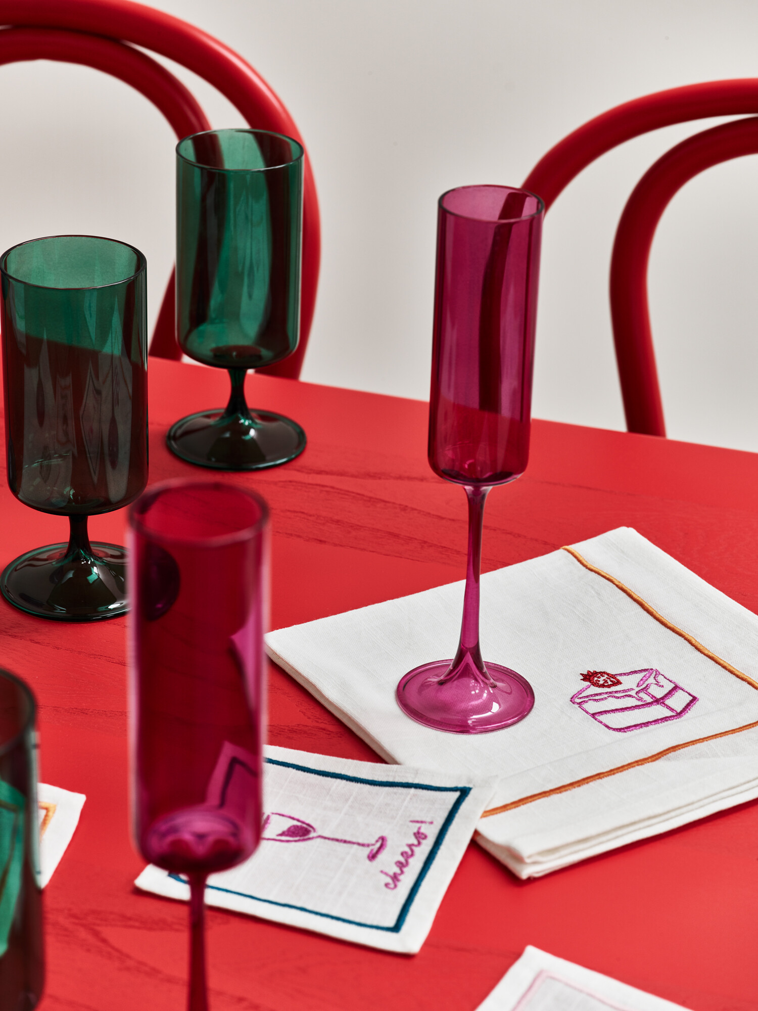 Bibi Berry Glass Champagne Flutes Set of Four | Oliver Bonas