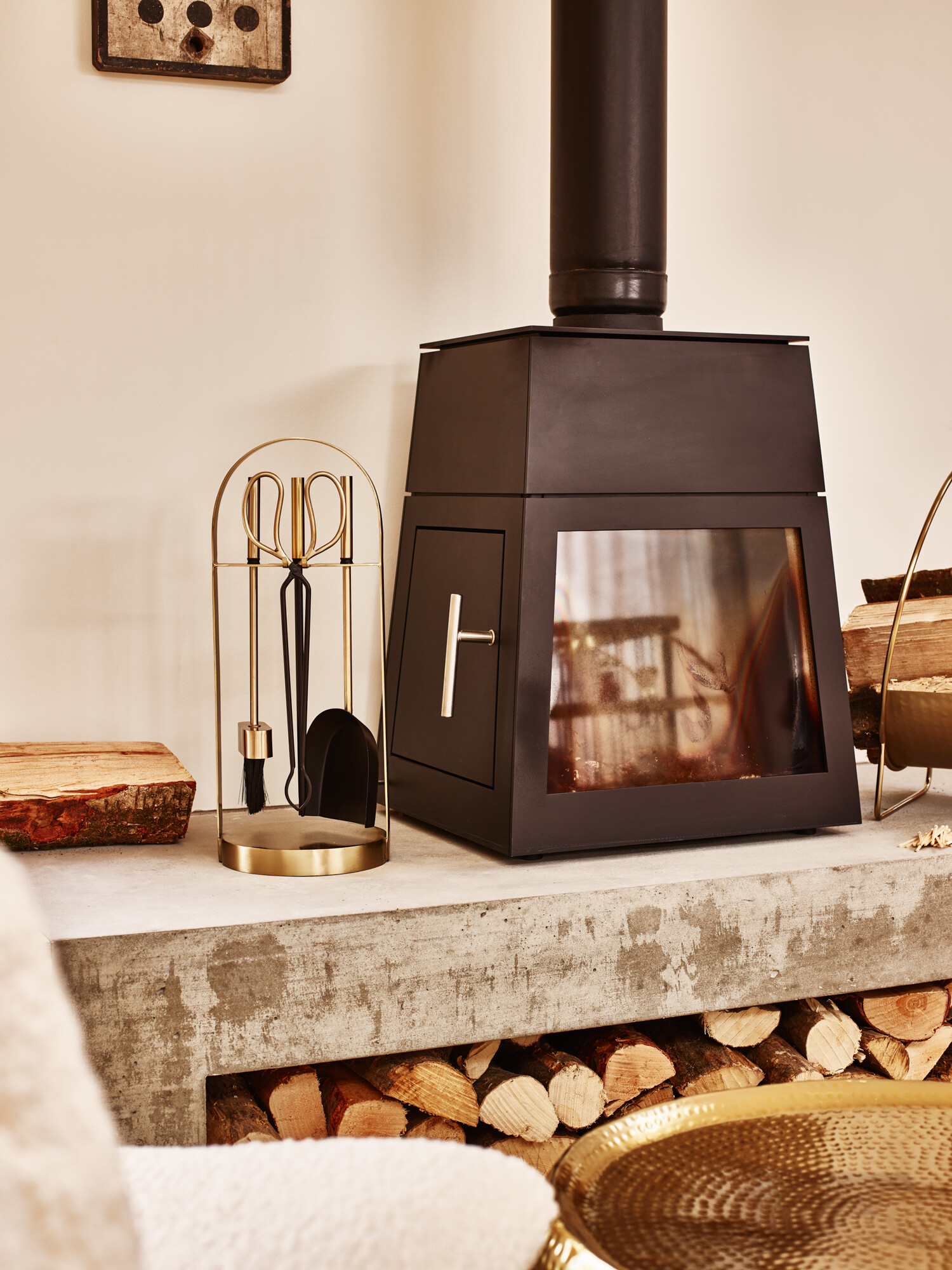 Oba Gold Metal Fire Tools Set | Oliver Bonas