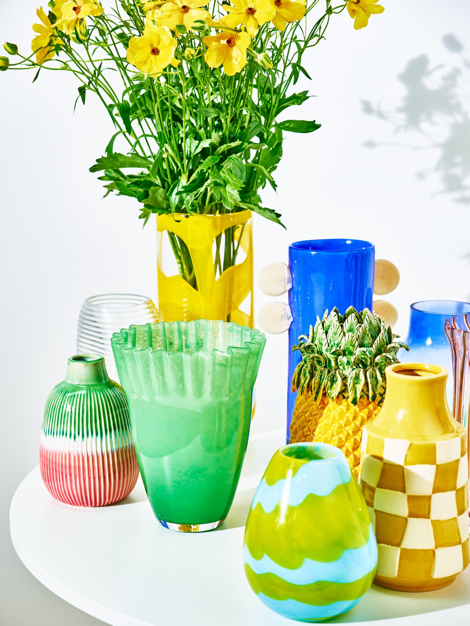 Sibilo Pleated Green Glass Vase | Oliver Bonas