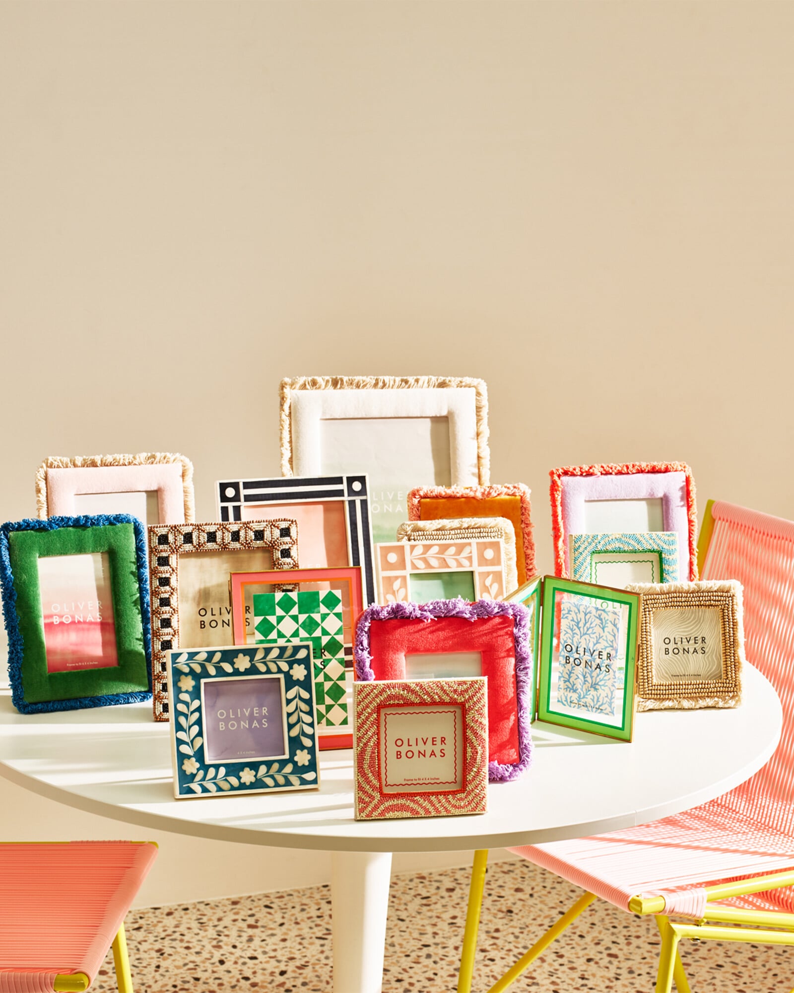 Issey Fringed Red Photo Frame 4x4" | Oliver Bonas
