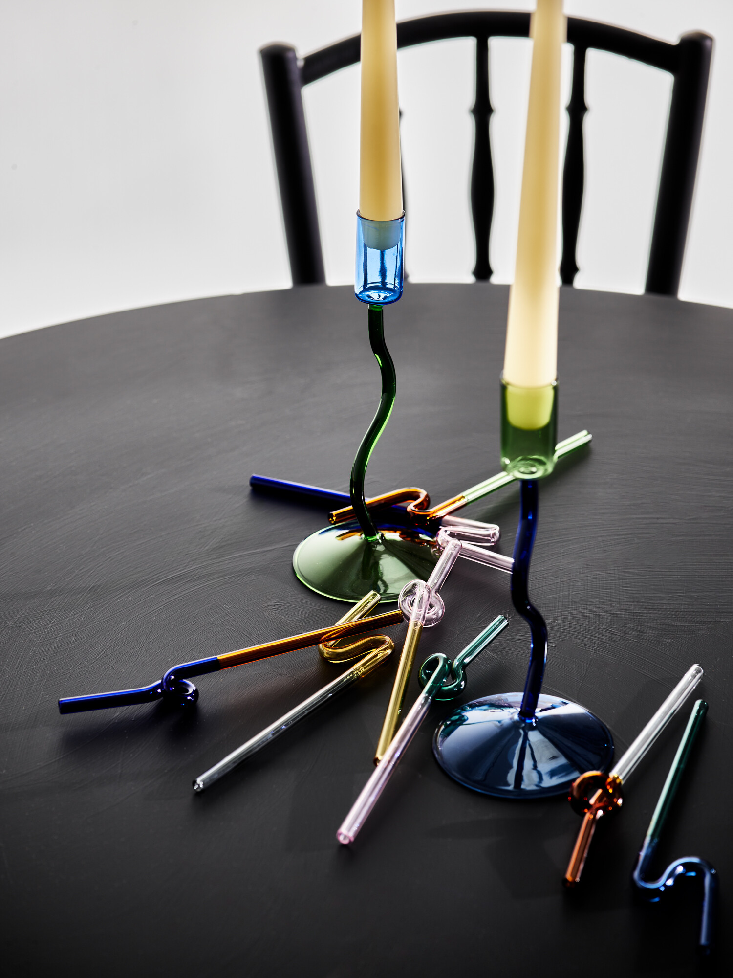 Wobble Glass Candlestick Holders Set of Two | Oliver Bonas